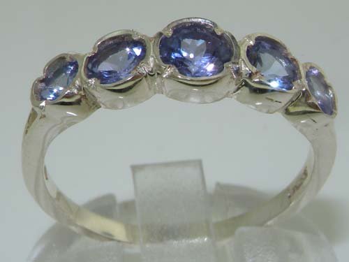 925 Sterling Silver Natural Tanzanite Womens Band Ring - Sizes 4 to 12 Available