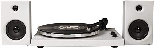 Crosley T150A-WH Modern 2-Speed Bluetooth Turntable System with Variable Weighted Tone Arm and Stereo Speakers, White
