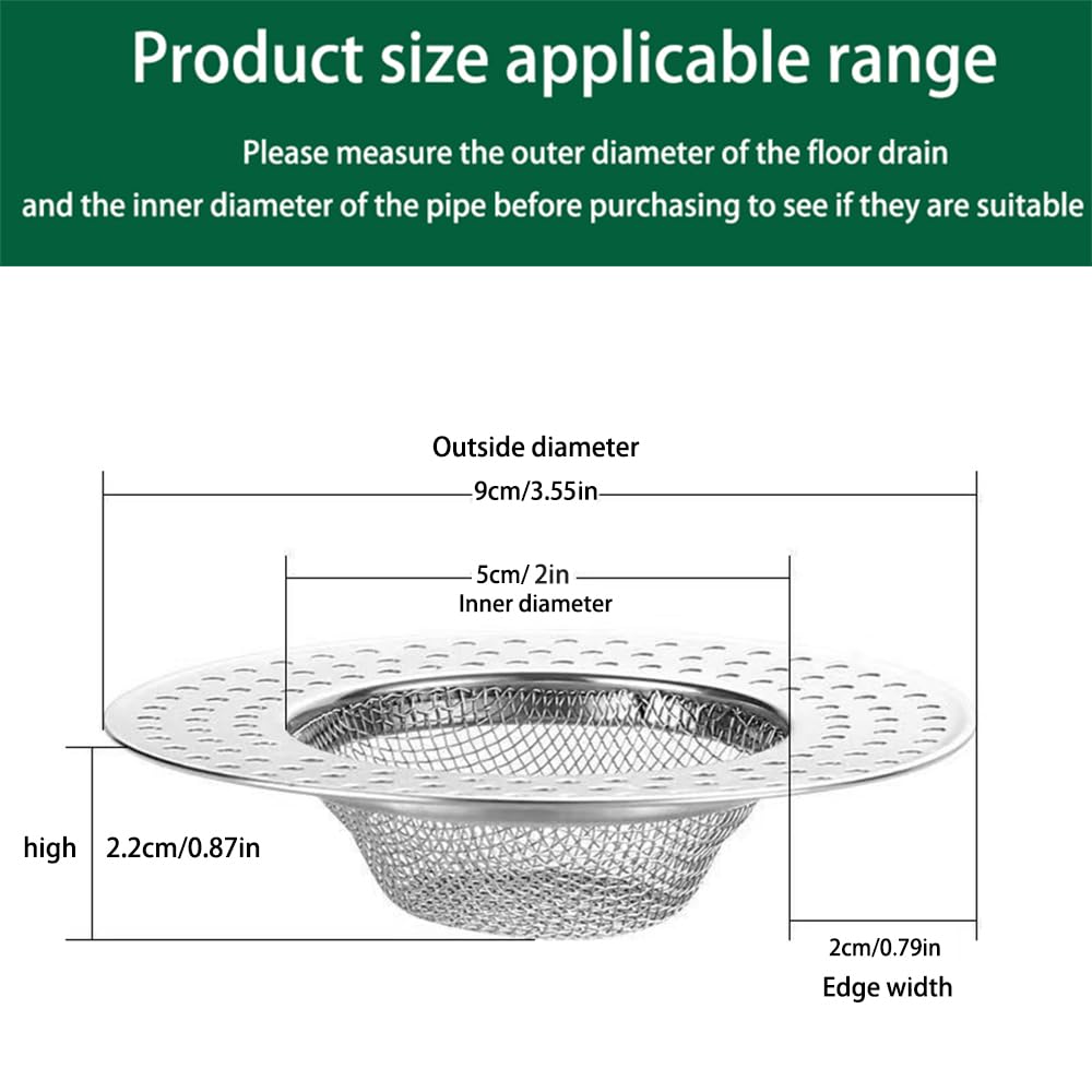 Bathtub Drain Hair Catcher, Fast Drain Shower Drain Hair Catcher, Stainless Steel Drain Protector for Bathroom Pop-up Drain, Kitchen and General Drain (4 PCS,Outer Diameter 3.55in/Inner Diameter 2in)