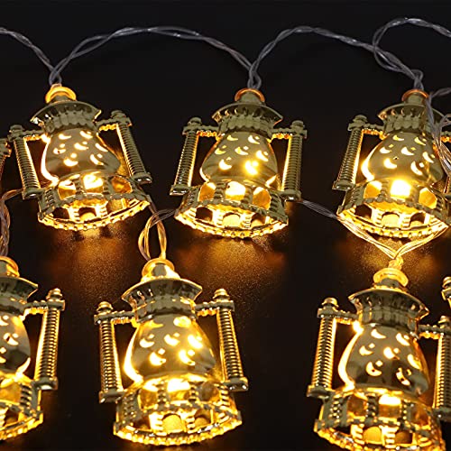 Jopwkuin Decorative Light, 10LED Battery Powered LED Light Decor Iron+ABS Materials Mubarak Eid String Light for Garden for Patio Decor for Home
