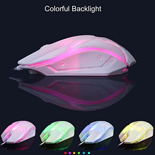 areclern Gaming Keyboard and Mouse 104 Keys Waterproof Ergonomic Keyboard with 3D Anti-Slip Roller RGB Backlight Wired Keyboard for Home Black