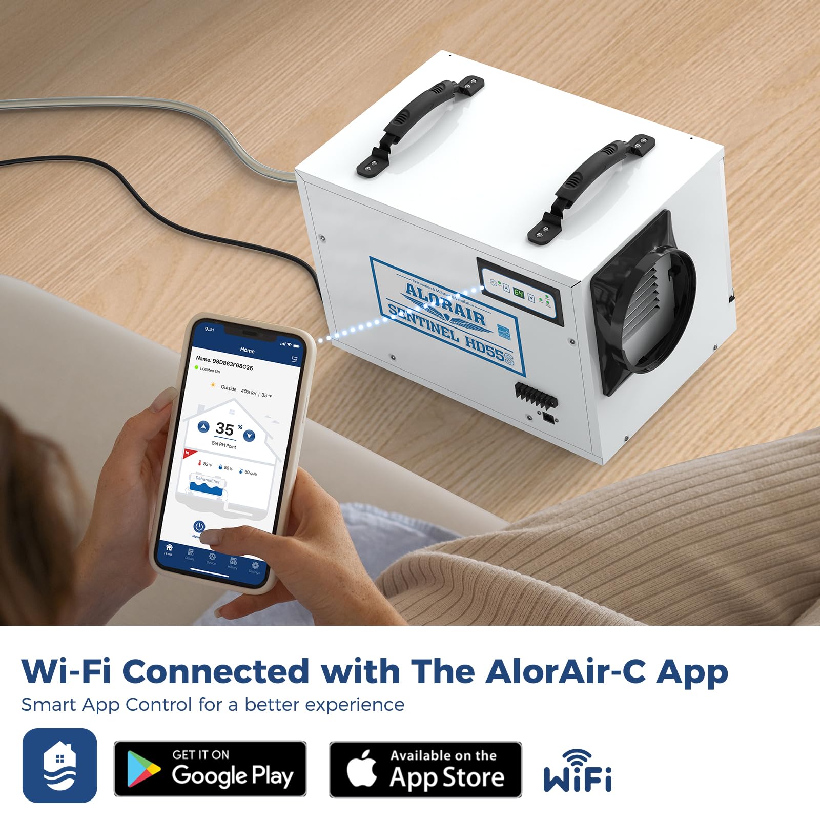 ALORAIR Crawl Space Dehumidifiers, 120 PPD Energy Star Wi-Fi APP Controls Crawlspace Dehumidifiers, Auto Defrost Basement Commercial Dehumidifiers