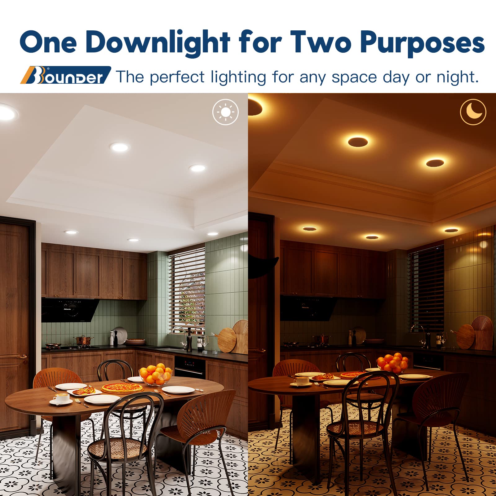 BBOUNDER 16 Pack 6 Inch 5CCT LED Recessed Ceiling Light with Night Light, 2700K/3000K/3500K/4000K/5000K Selectable Ultra-Thin Recessed Lighting, 12W=110W, 1100LM, Canless Wafer Downlight - ETL&FCC