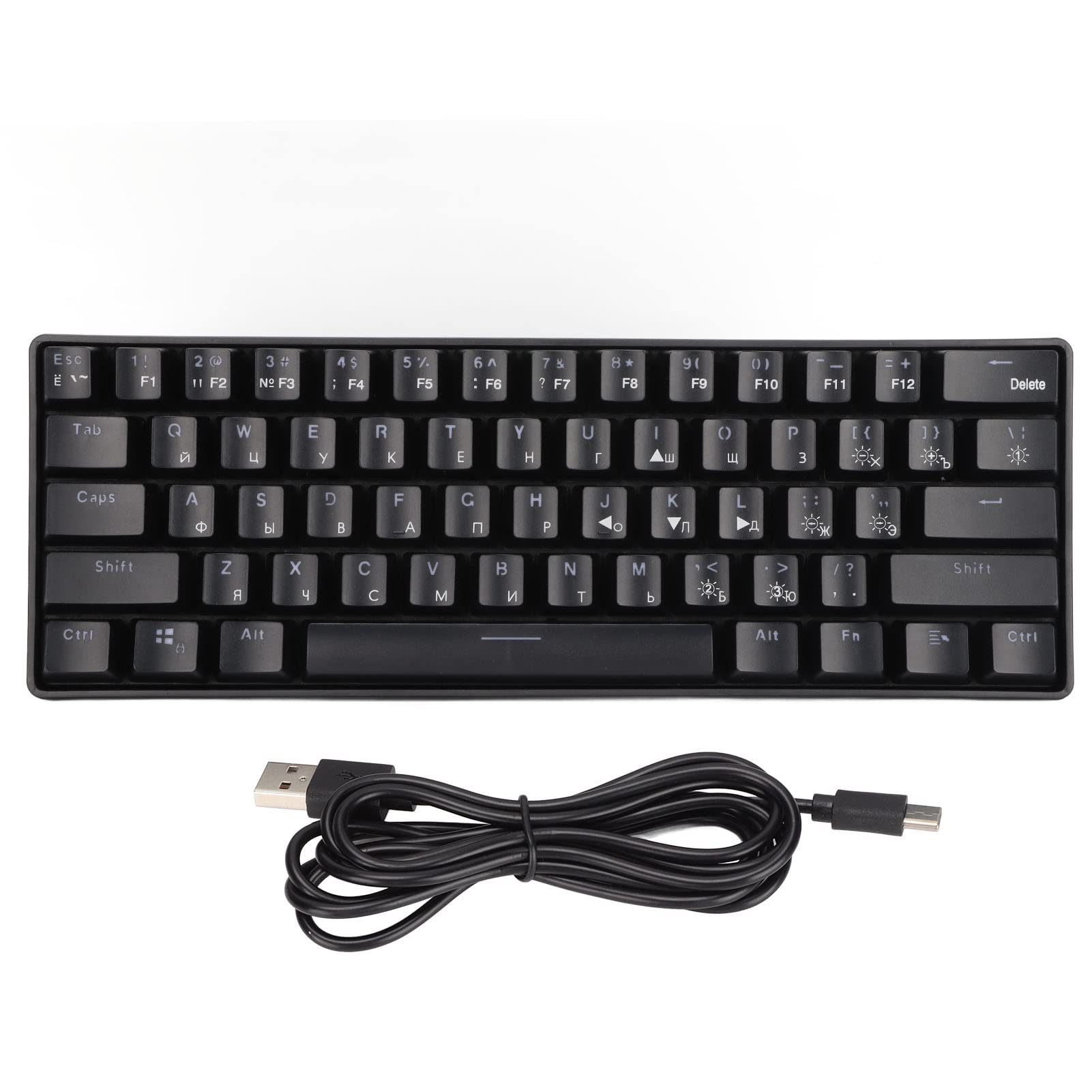 Acogedor Mechanical Keyboard with English and Russian Font, 61 Keys 2.4Ghz Wired Wireless Keyboard, 60 RGB Backlight Gaming Keyboard with Programmable Switch
