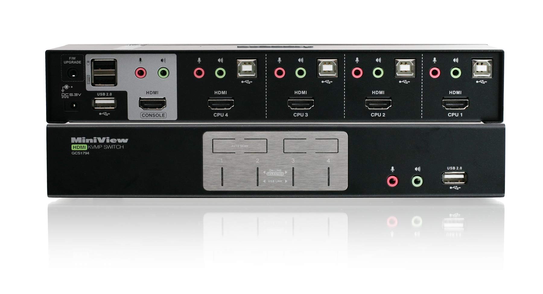 IOGEAR 4-Port HDMI Multimedia KVM Switch with Audio, USB 2.0 Hub and HDMI KVM w/Full Set of Cables, (GCS1794 TAA Compliant)