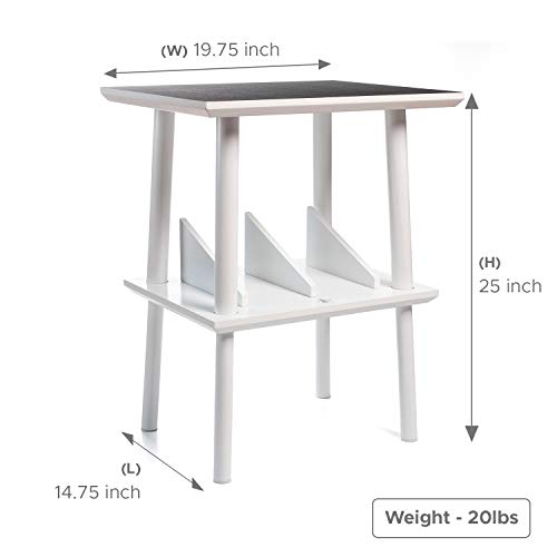 Adult Pop Premium Record Player Stand, Chalkboard Top, 50+ Vinyl Storage, Solid Pine (Checkerboard White)