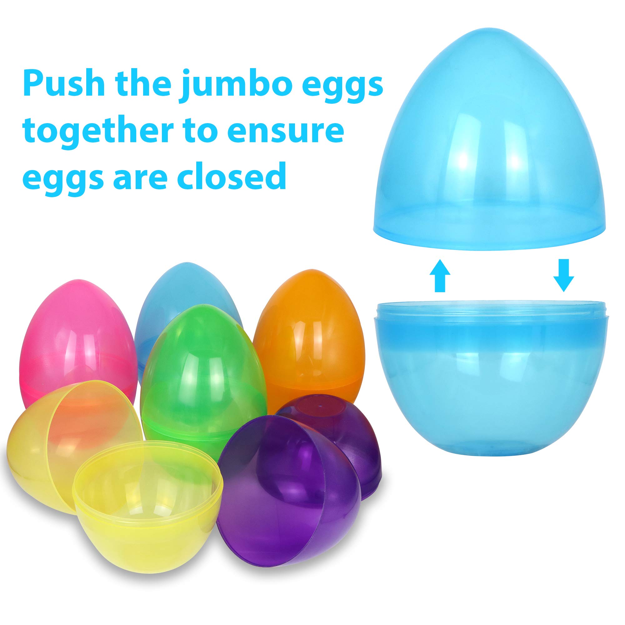 JOYIN 10" Jumbo Easter Eggs, 6PCS Clear Plastic Giant Eggs Empty Fillable for Easter Filling Treats Party Favor Hunt Classroom Prize Supplies Decoration