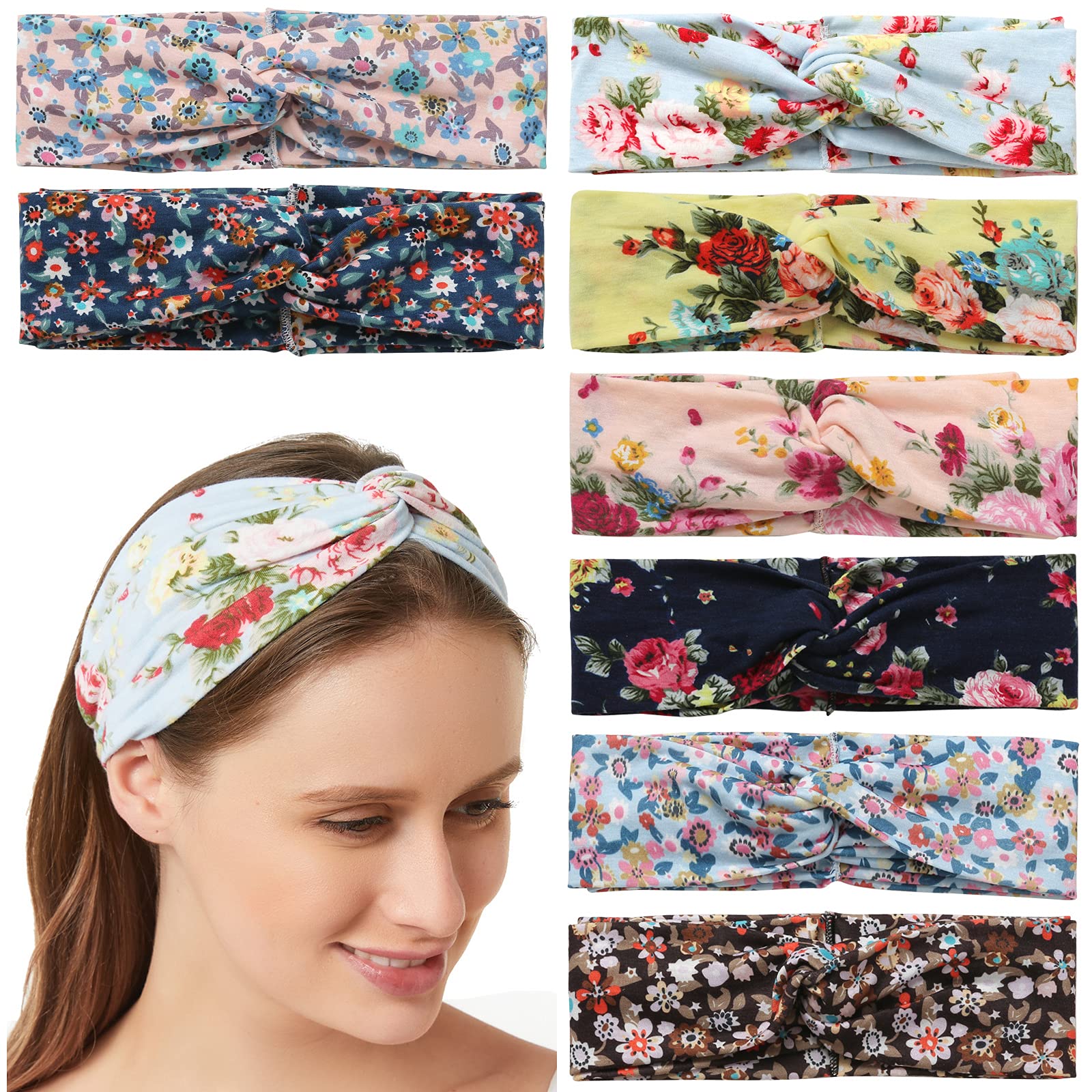 ADRIONE Thick Headbands for Women (8 Count)