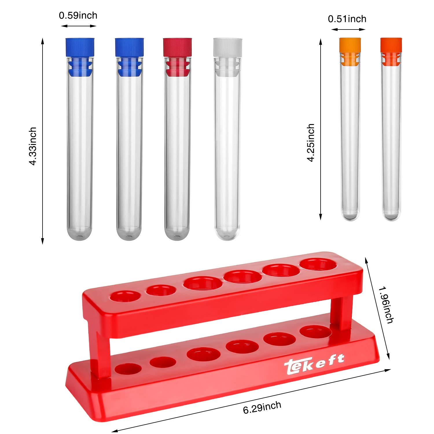 TEKEFT 2 Pack Plastic Test Tube Set with Caps and Rack Scientific Experiment Toys for Children