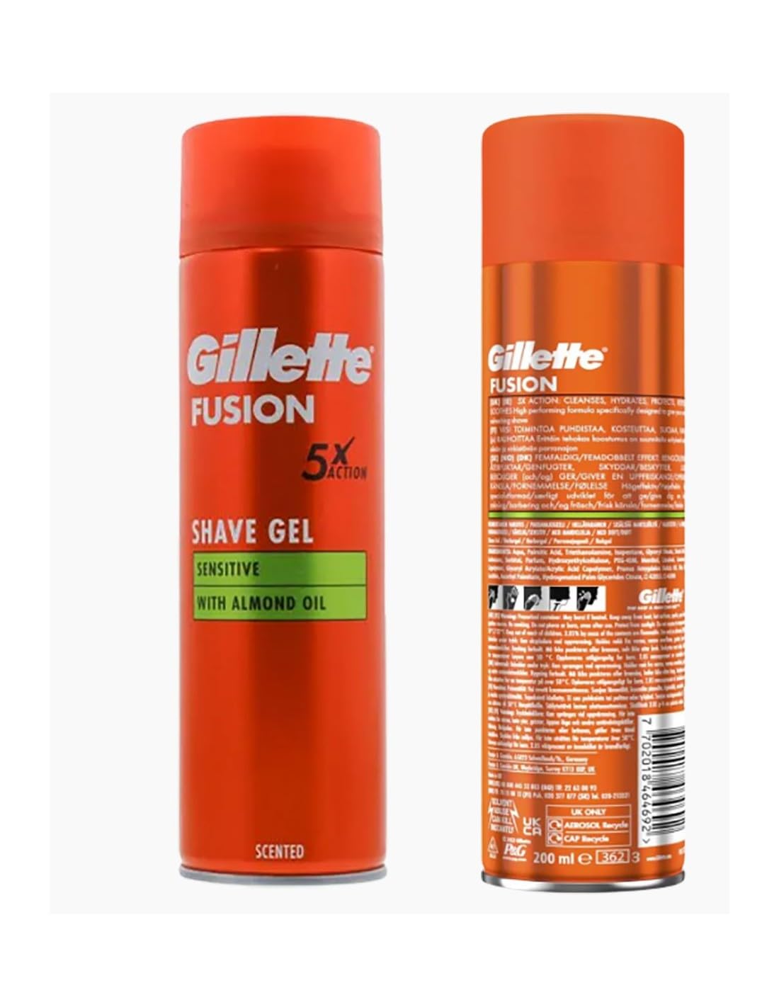 Gillette Fusion5 Hydra Gel Ultra Sensitive Shave Gel, 7 oz (Pack of 2)