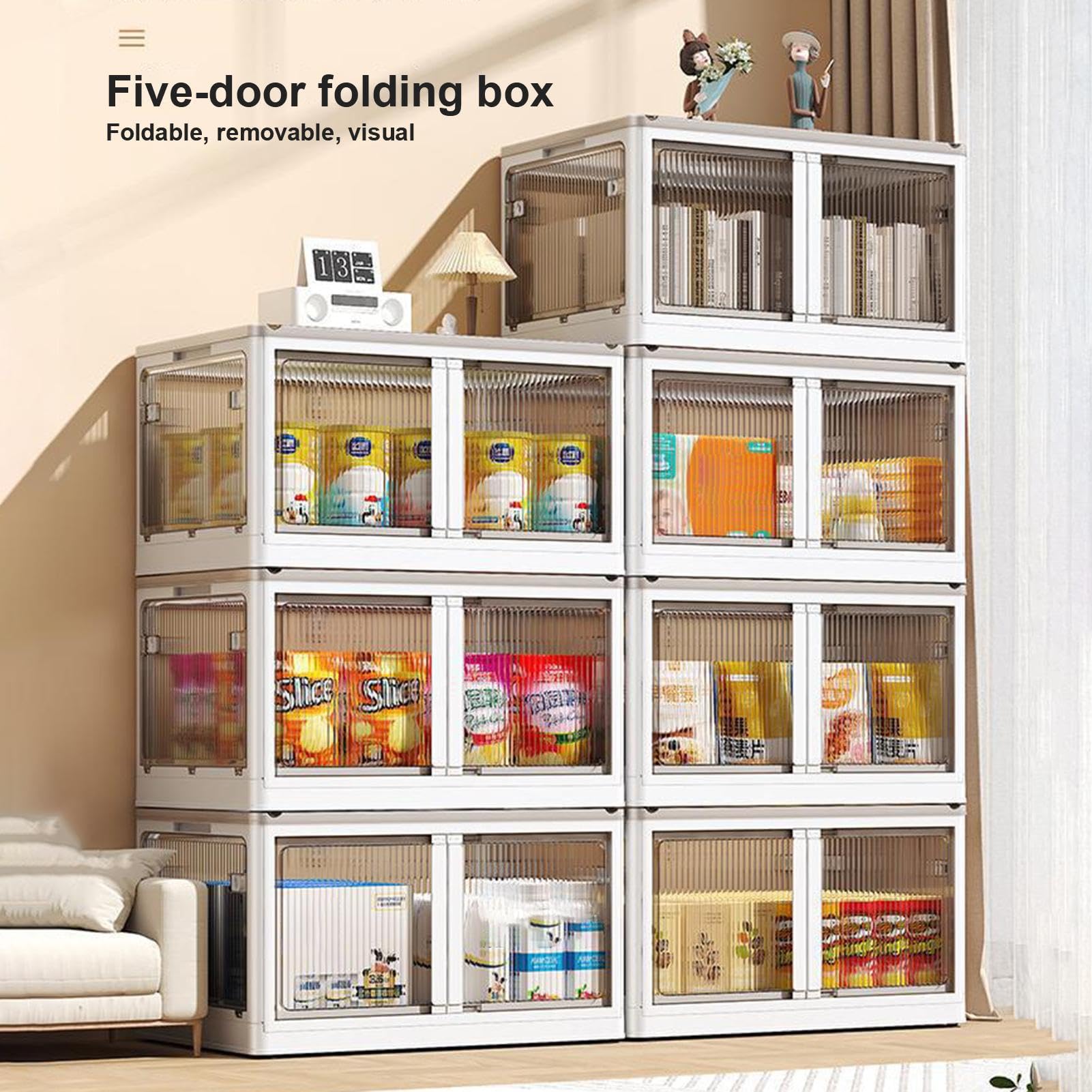 Generic Storage Box with Lids, Household multifunctional folding box, Clear Wardrobe Closet Organizer with Door for Clothes Holiday Decoration books and sundries, SNH01