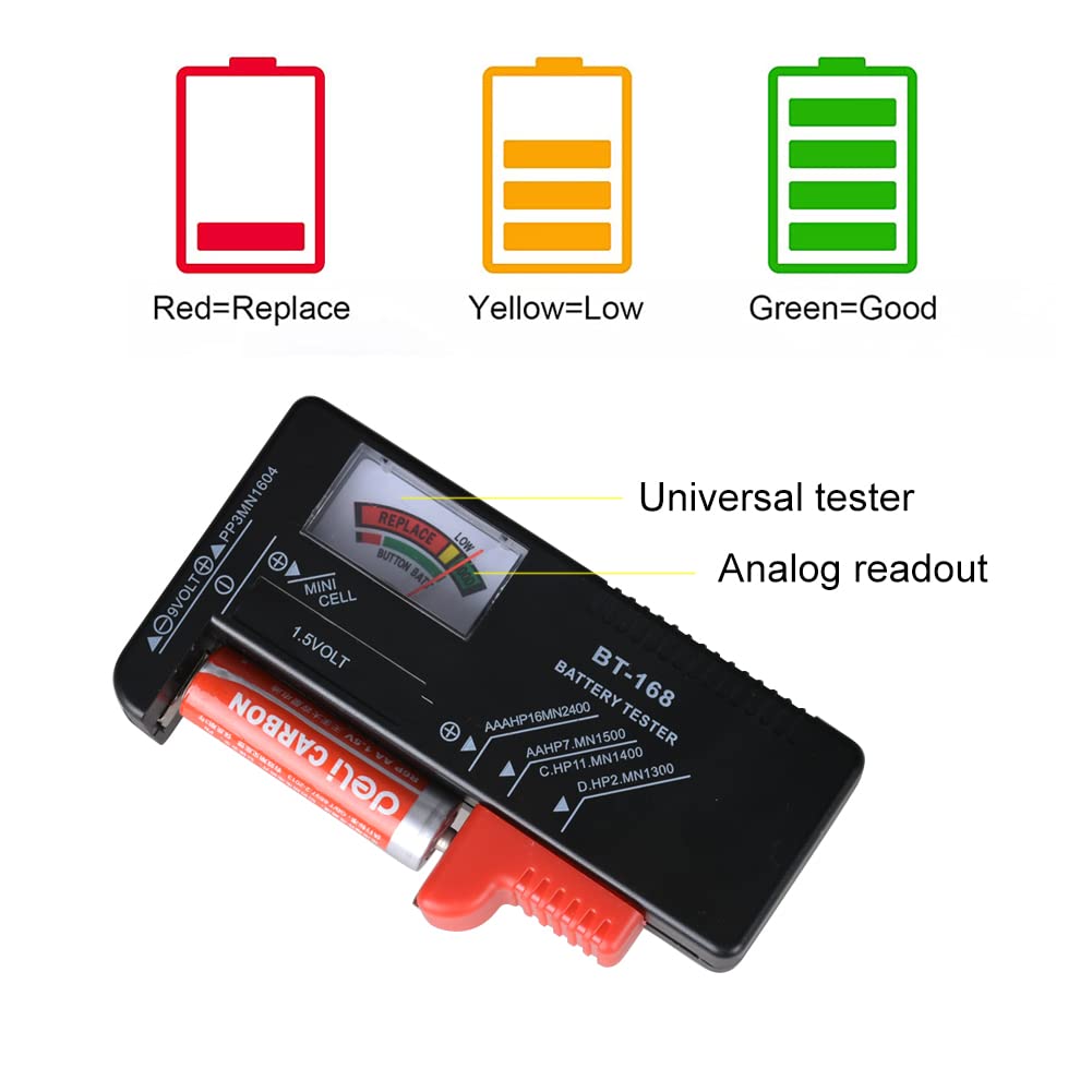 Battery Organizer Storage Box with Tester:Battery Vault Case Fireproof Waterproof Explosionproof Holder Box with Tester BT-168 Checker Carrying Case Container Bag Fit for 200+ Batteries AA AAA C D 9V