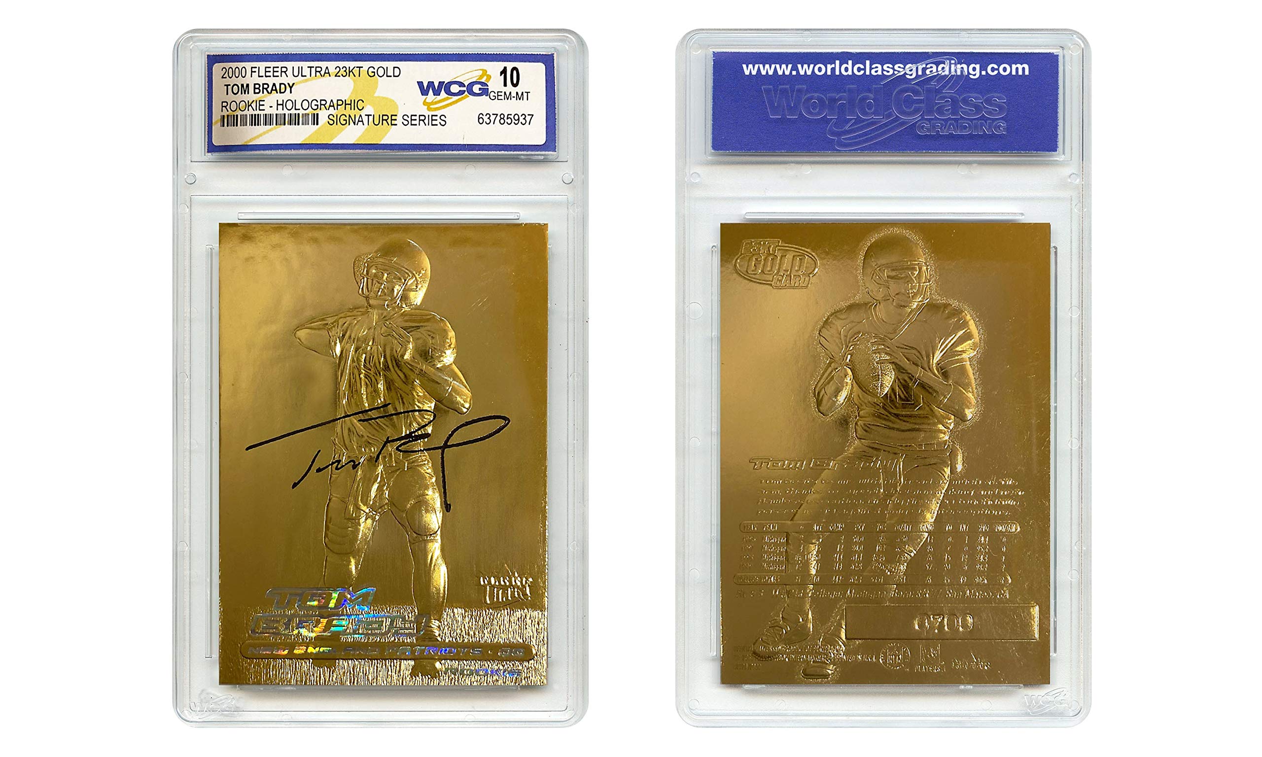 Tom Brady 2000 Fleer Ultra 23K Gold Rookie Card Refractor Signature Series Graded Gem-Mint 10