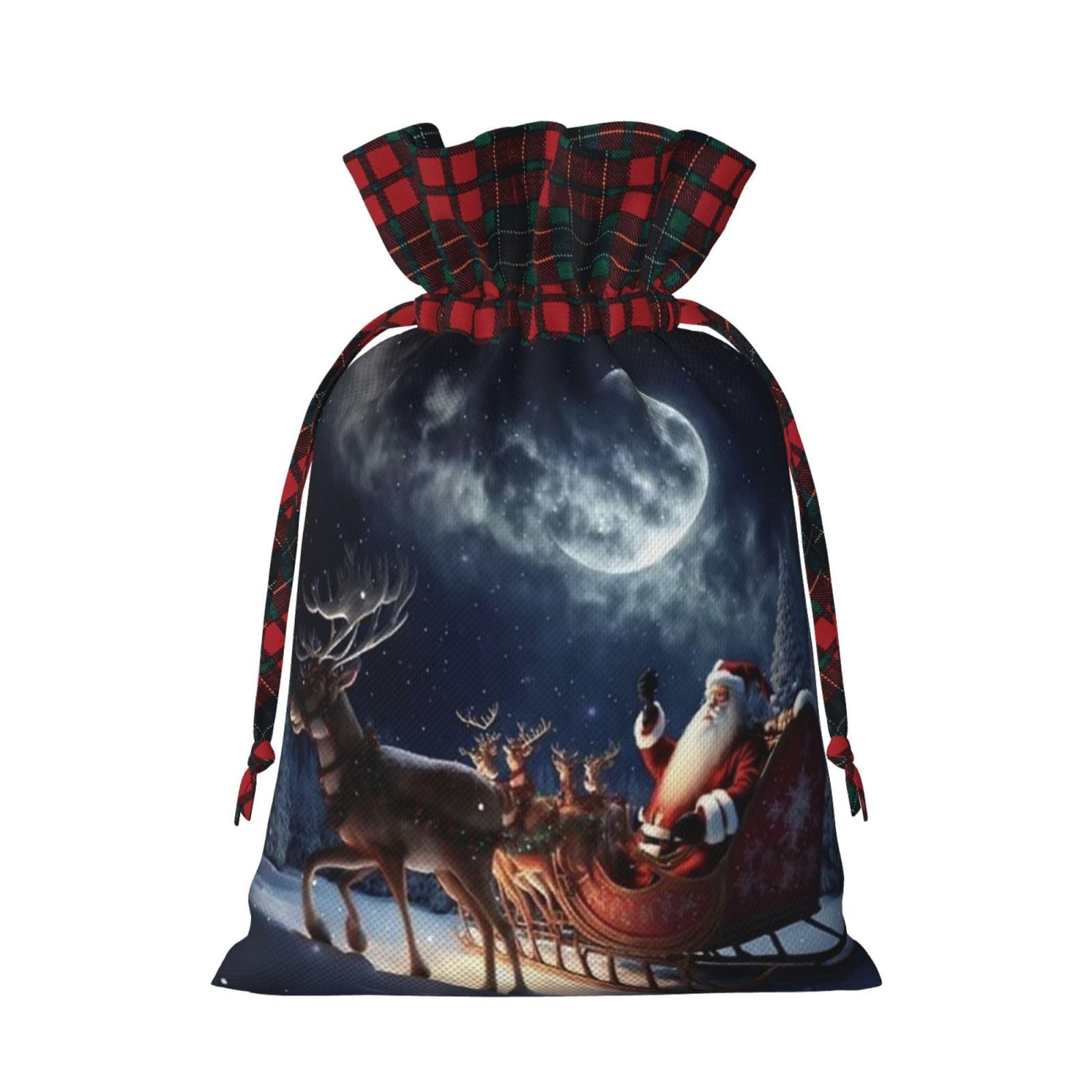 ADSUYETOR Christmas Drawstring Gift Bags, Cartoon Santa Claus With Drawstring Burlap Gift Bags For Holiday Parties