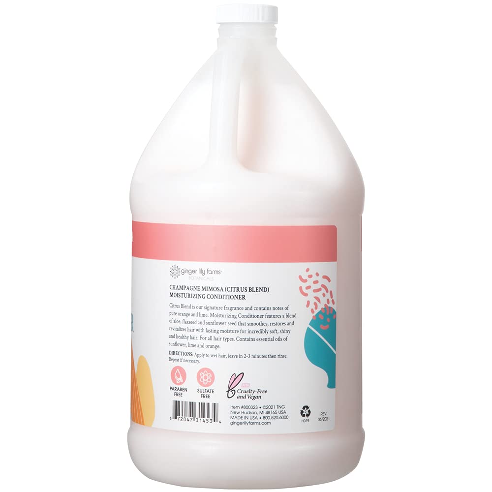 Ginger Lily Farms Botanicals Moisturizing Conditioner for Dry Hair, Champagne Mimosa, 100% Vegan & Cruelty-Free, Citrus Blend Scent, 1 Gallon (128 fl oz) Refill