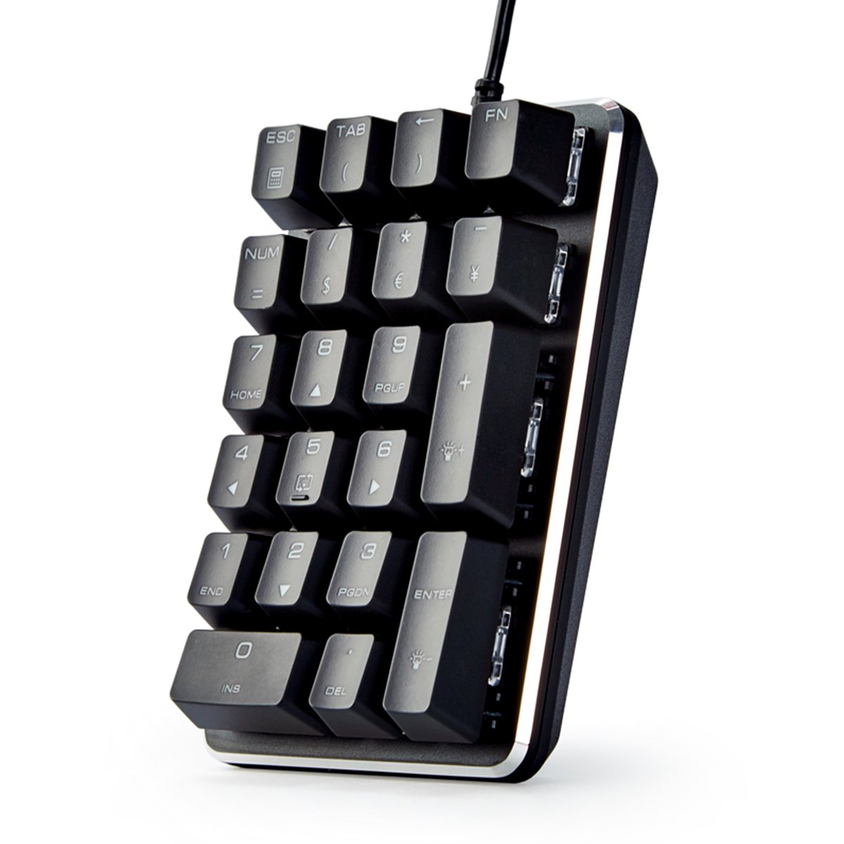 Qisan Mechanical Numeric Keypad GATERON Blue Switch Wired Ice Blue Backlight Gaming Keypad/Keyboard 21 Keys Portable Mechanical Numpad Extended Layout | Laptop Accessories | keypad for Computer
