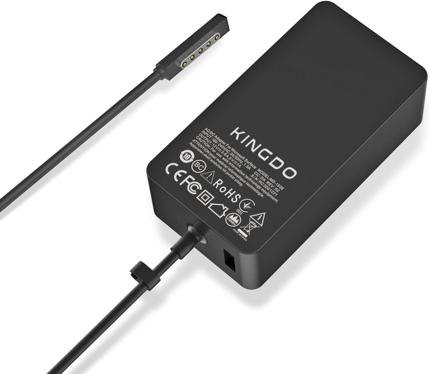 Surface Pro 2 Charger Surface Pro 1 Charger,48W 12V 3.6A Surface Power Supply Adapter for Microsoft Surface Pro 2 Surface Pro 1 Surface RT with 6Ft Power Cord and Carrying Pouch by KINGDO