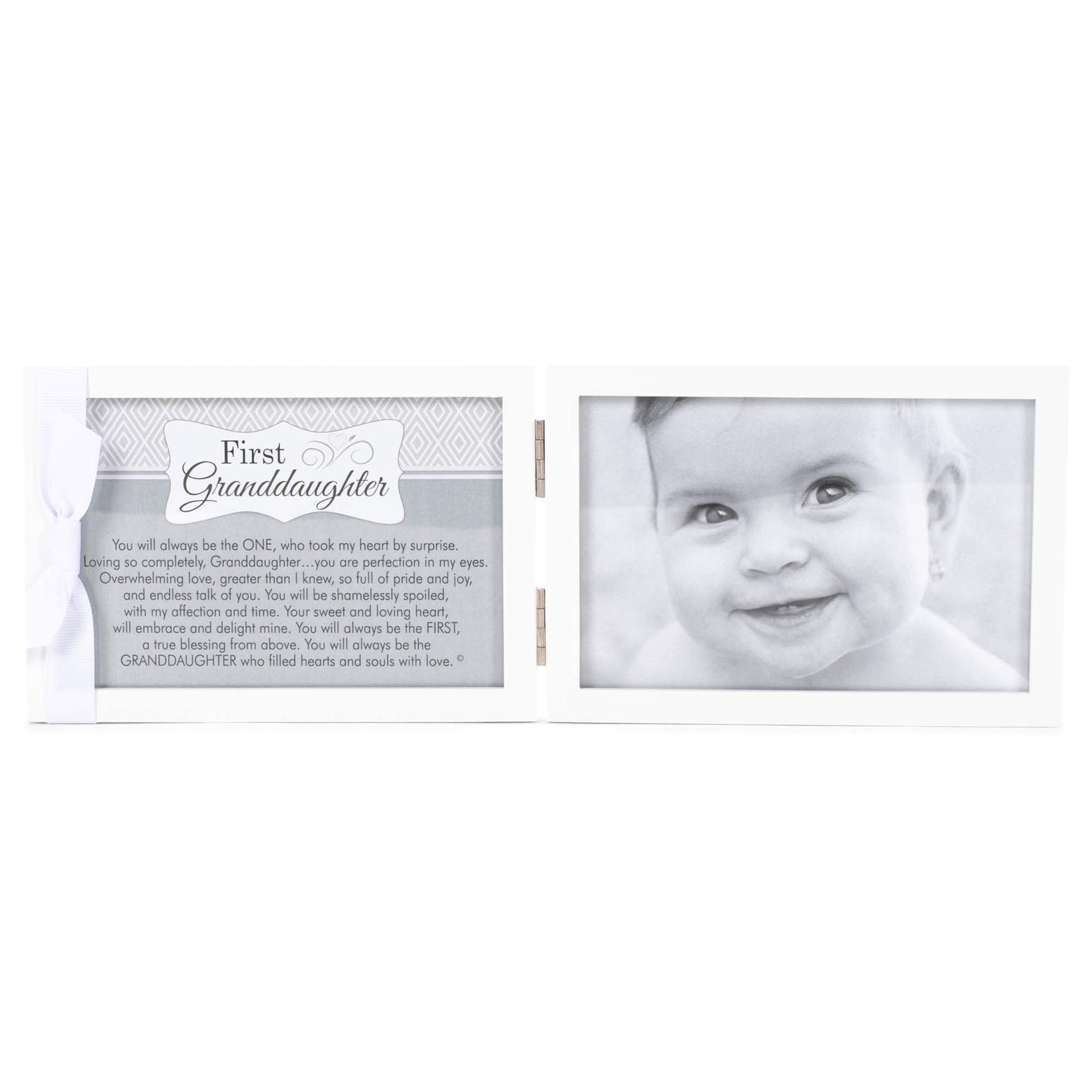 The Grandparent Gift Company- 4 x 6 Double Hinged Table or Shelf Frame-âFirst Granddaughterâ - Baby Reveal or Baby Shower