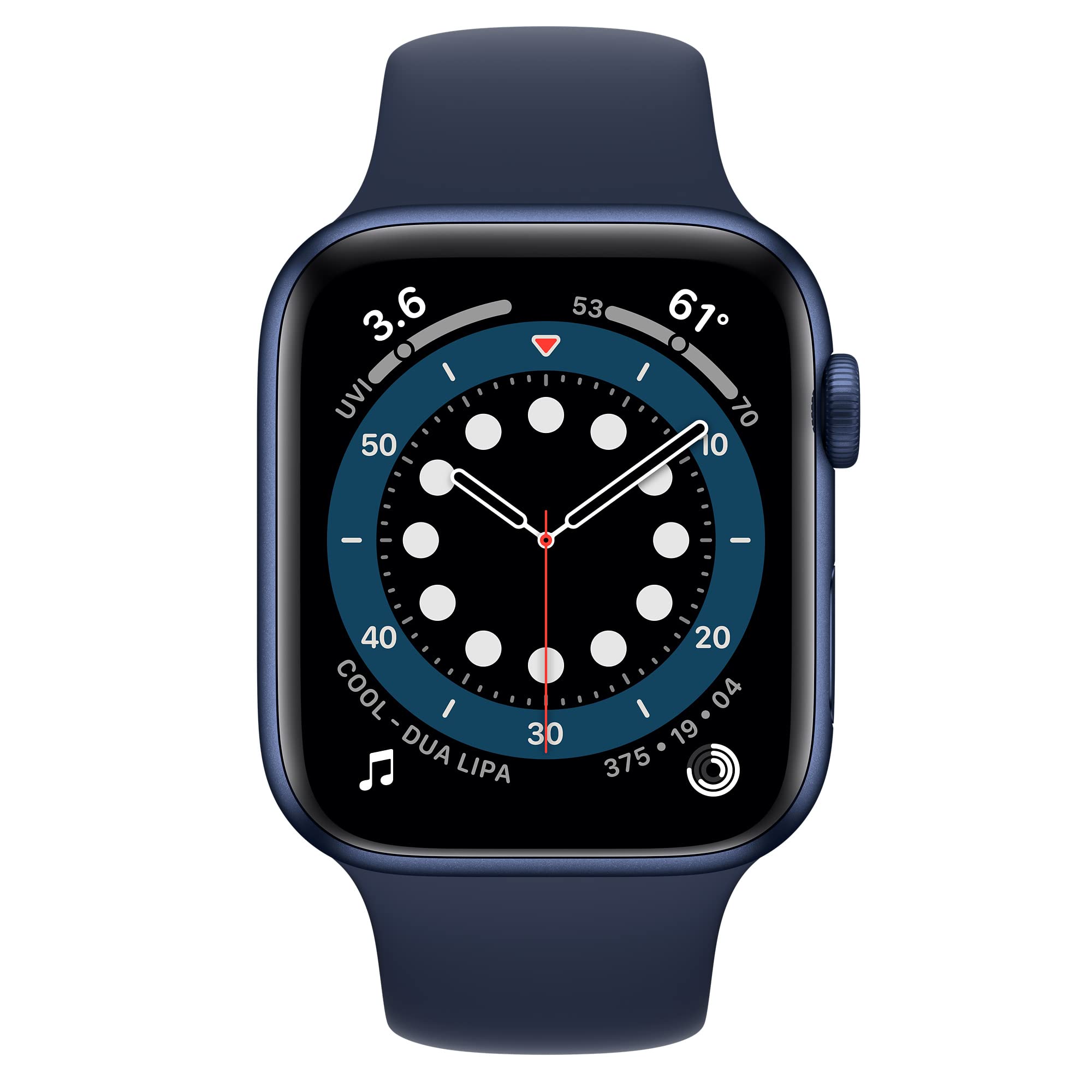 Apple Watch Series 6 (GPS, 44mm) - Blue Aluminum Case with Deep Navy Sport Band (Renewed Premium)