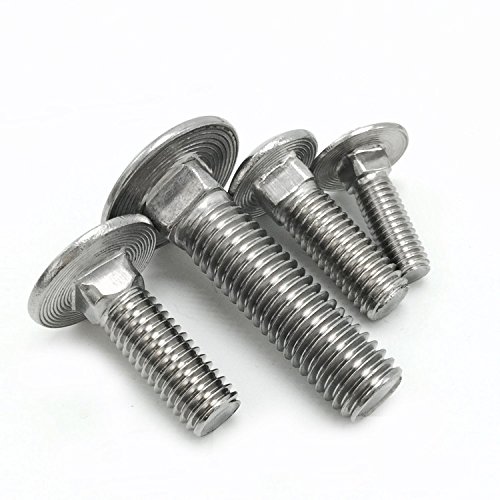 M6 x 25mm A2 Stainless Steel Carriage Bolt Coach Bolt,Right Hand Threads,Metric,24-Pieces