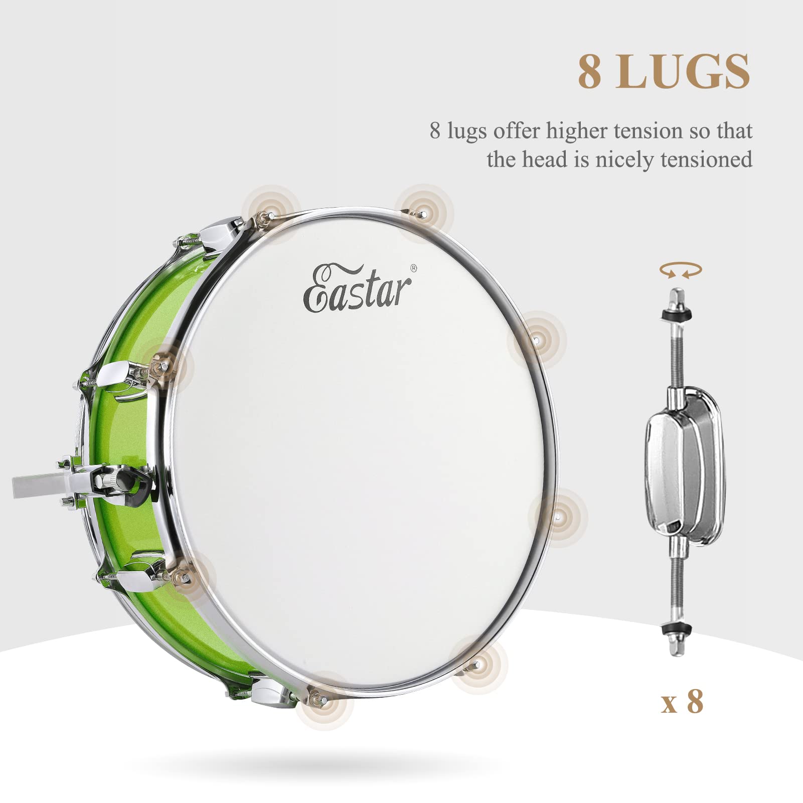 Eastar 4 Drum 2 Cymbal Drum Set for Adults, 18'' Complete Drum Kit for Intermediate Drum Play, Green (EDS-540GN)