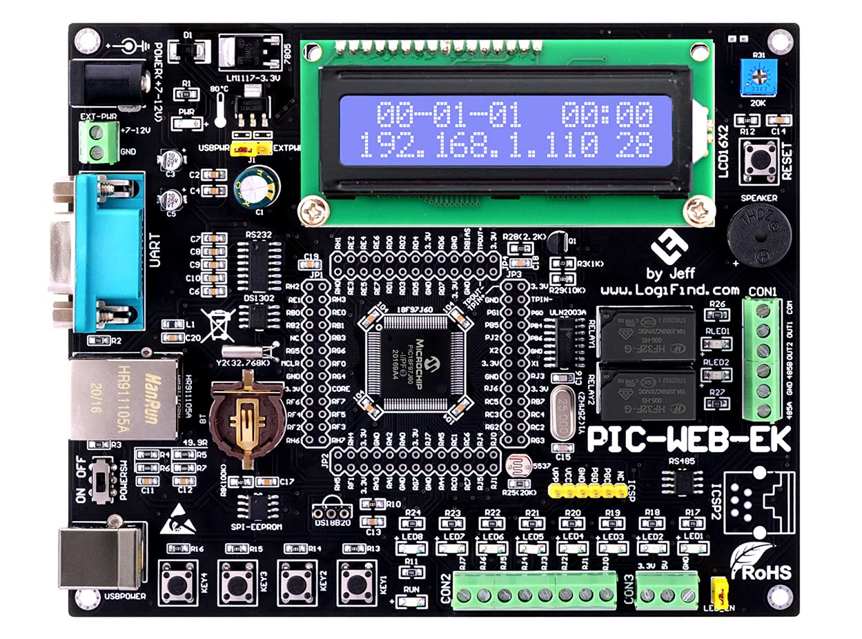 PIC Ethernet Development Board PIC-Web-EK for PIC18F97J60 Web Server Controller