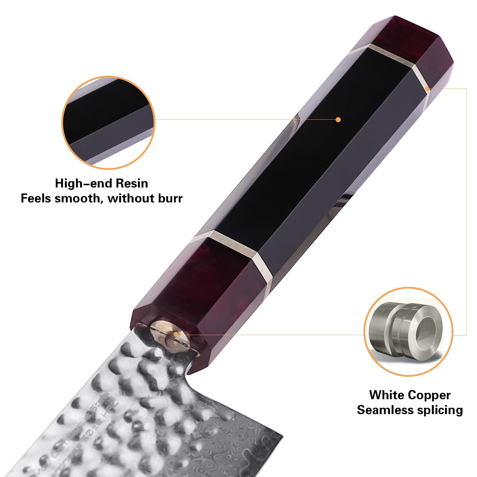 FINDKING 5 Inch Kitchen Utility Knife with ABS sheath, Multi-Purpose Japanese Paring Knife, Damascus Steel Blade, Resin Octagonal Handle, Small, for Fruits Vegetables (Eternity Series)