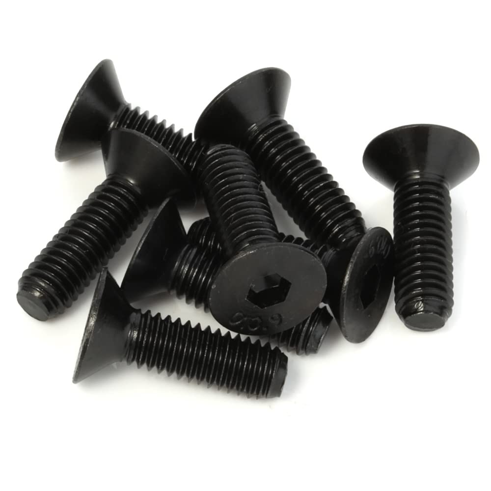 M8-1.25 x 20mm Flat Head Socket Cap Screws Countersunk Bolts, Alloy Steel Grade 10.9, Fully Threaded, Allen Socket Drive, 25 PCS