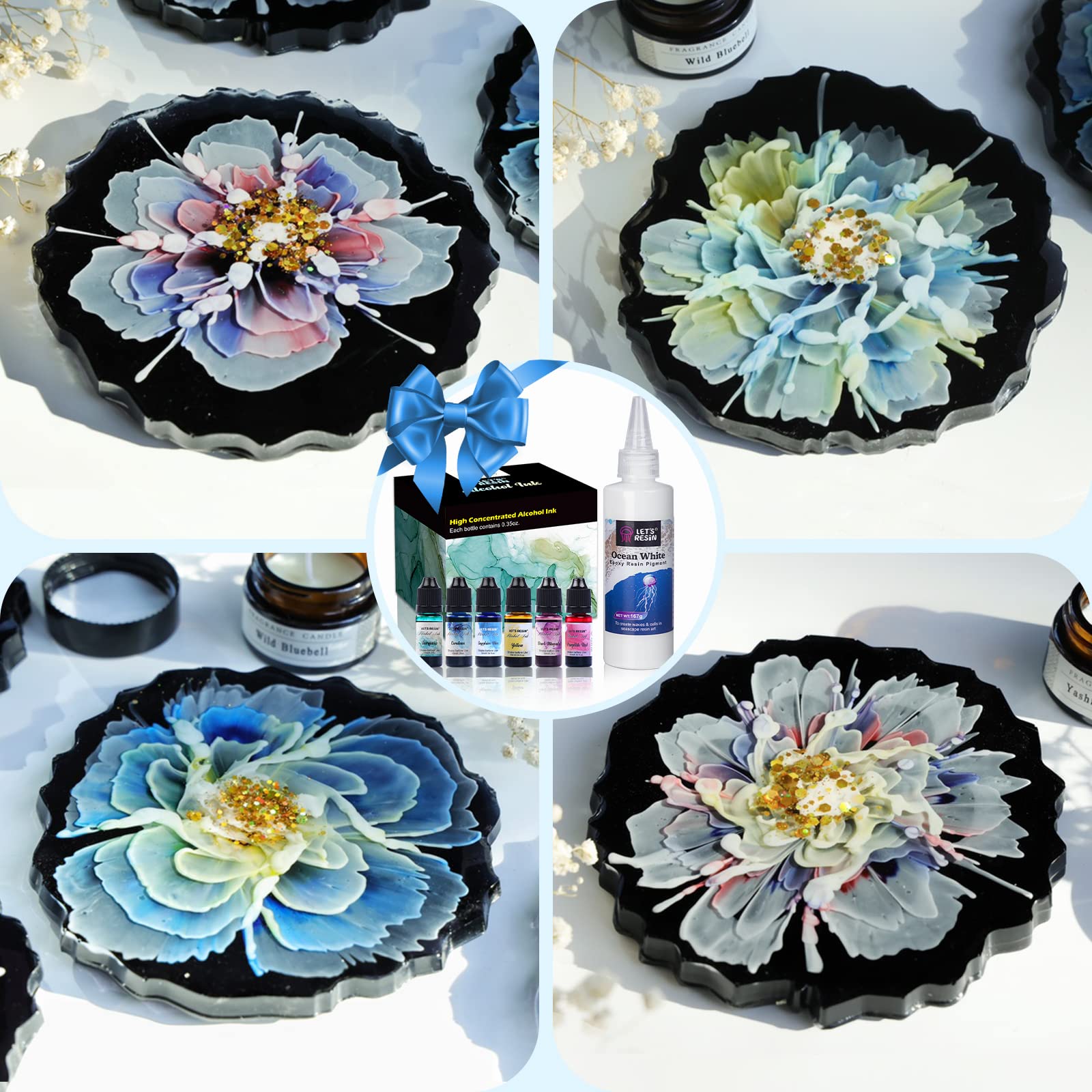 LET'S RESIN Ocean White Epoxy Resin Pigment 167g/5.89oz, High Concentrated Pigment Paste for Epoxy Resin & UV Resin, UV Resistant Opaque Pigment for Creates Cells & Lacing, 3D Flower Resin Coasters