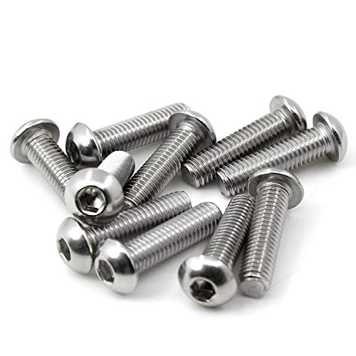 M8-1.25 x 40mm Button Head Socket Cap Screws, Stainless Steel 18-8, Allen Socket Drive, Full Thread, Machine Thread, Quantity 10