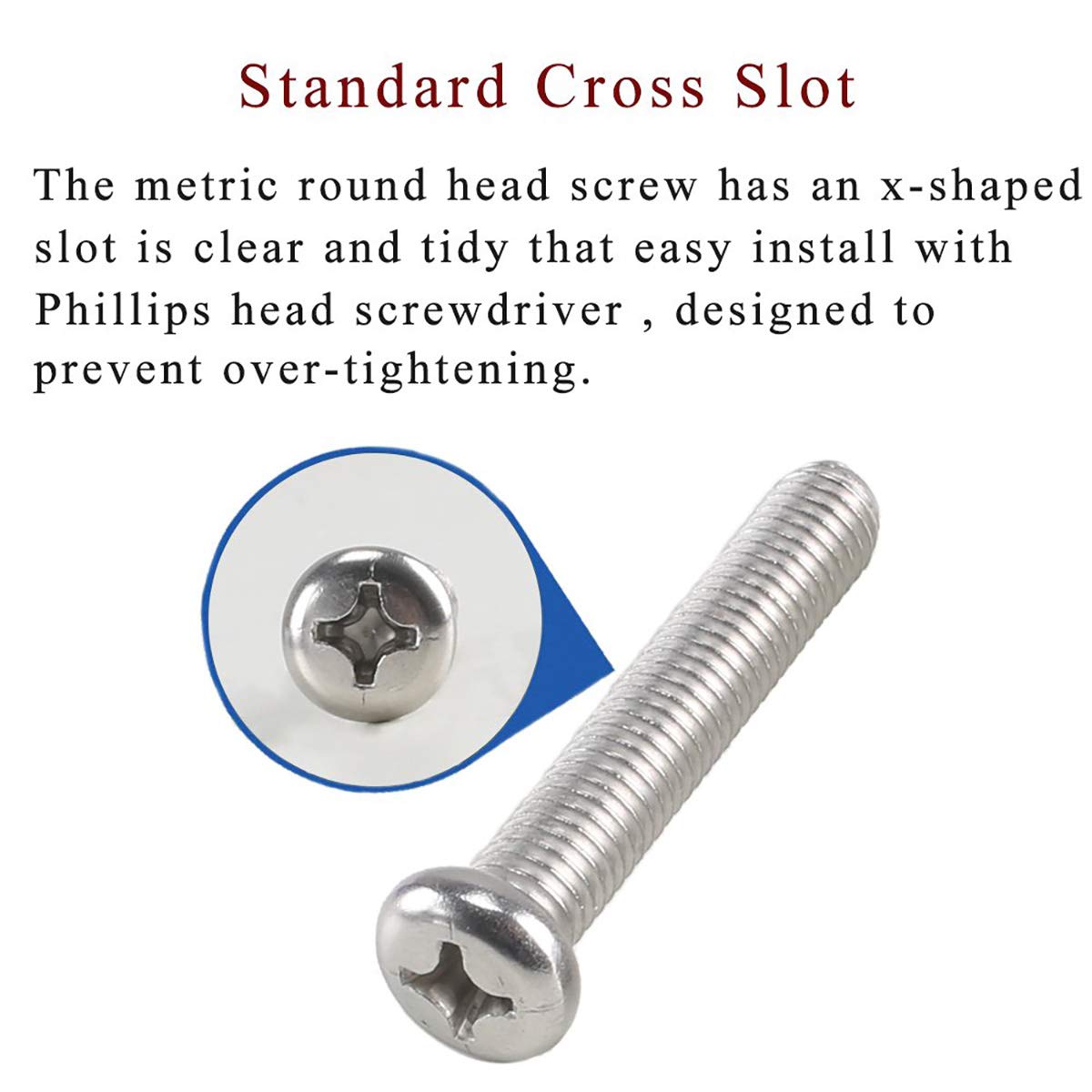 M8-1.25 x 45mm 304 Stainless Steel Cross Phillips Machine Screw Bolt for Samsung KS8000 Series TV Wall Mount Bracket, Fully Threaded 25pcs