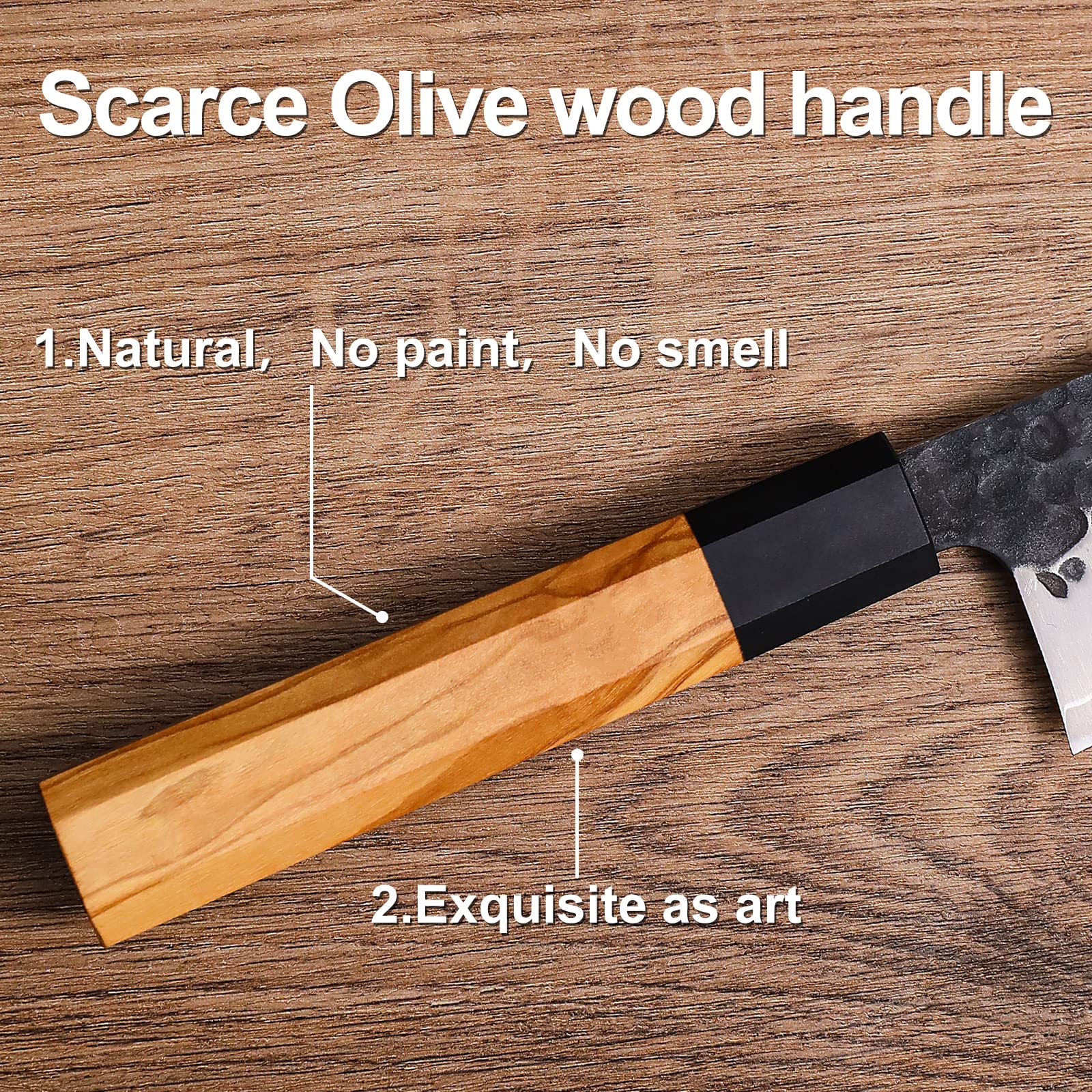 Ink Plums 9 Inch Kitchen Kiritsuke Chef Knife, High Carbon Stainless Steel With Professional Hand Forged Cooking Knife, (Olivewood Handle & Gift Box)