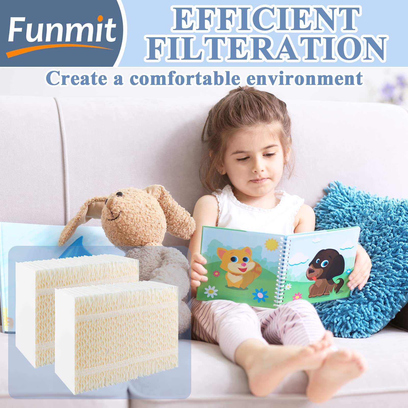Funmit HDC411 Super Humidifier Wick Filter Replacement for AIRCARE EssickAir MoistAIR HDC411 14416 HD1205 HD12050 HD1211 HD12110, 4 Pack