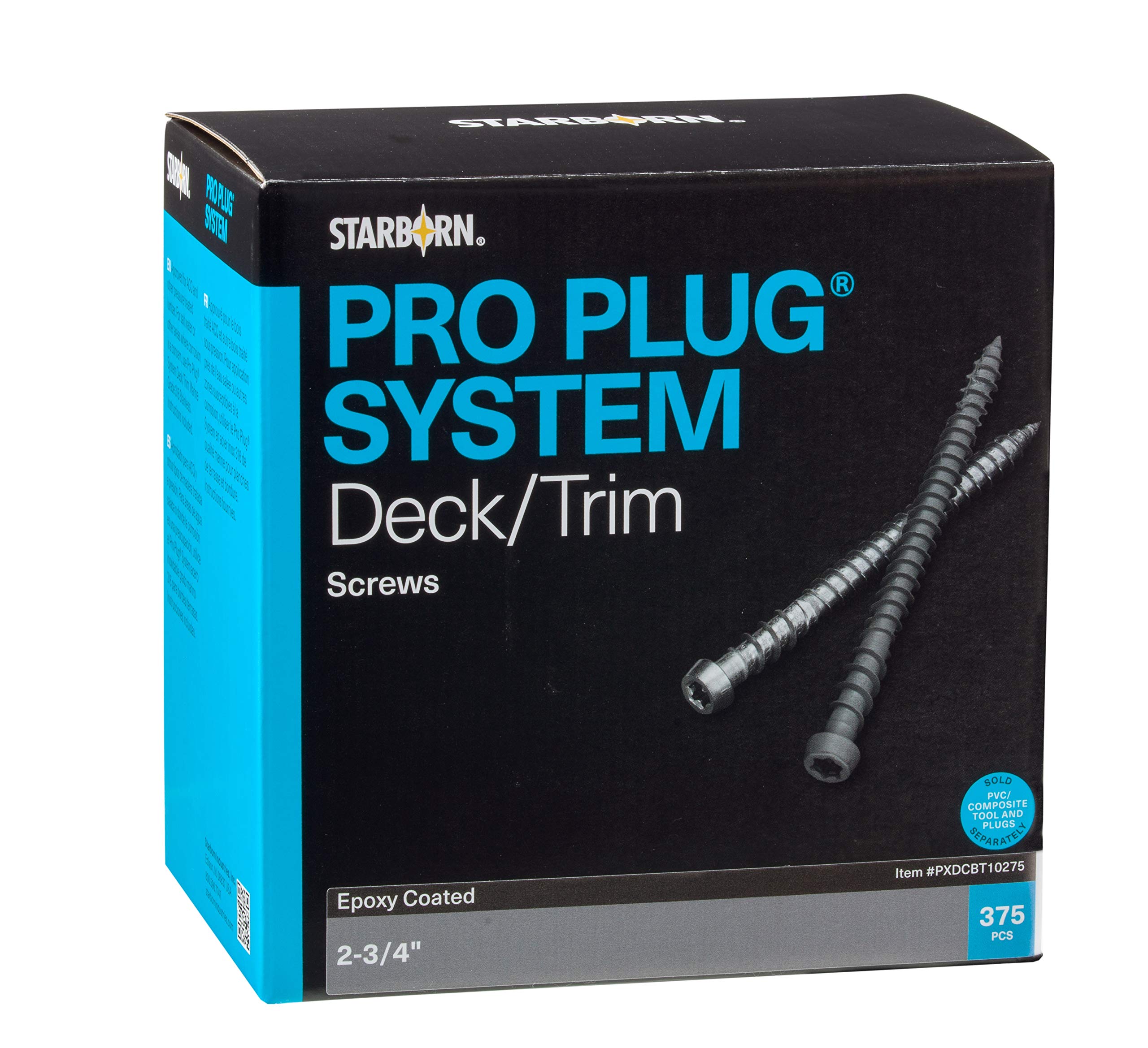 Pro Plug System Screws -Epoxy, #10 x 2-3-4", Star Drive, 375 Pieces for 100 sq ft of Decking or 250 Lineal Feet of Trim