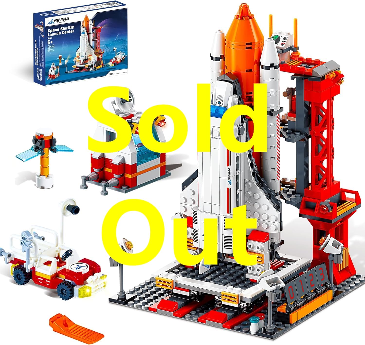 JSINMA City Space Shuttle Toys Building Sets with Astronaut Minifigures&Control Tower Building Kit Space Exploration Rocket Toy STEM Creative & Educational Gift for 6-12 Years Old Boys Girls (807 Pcs)