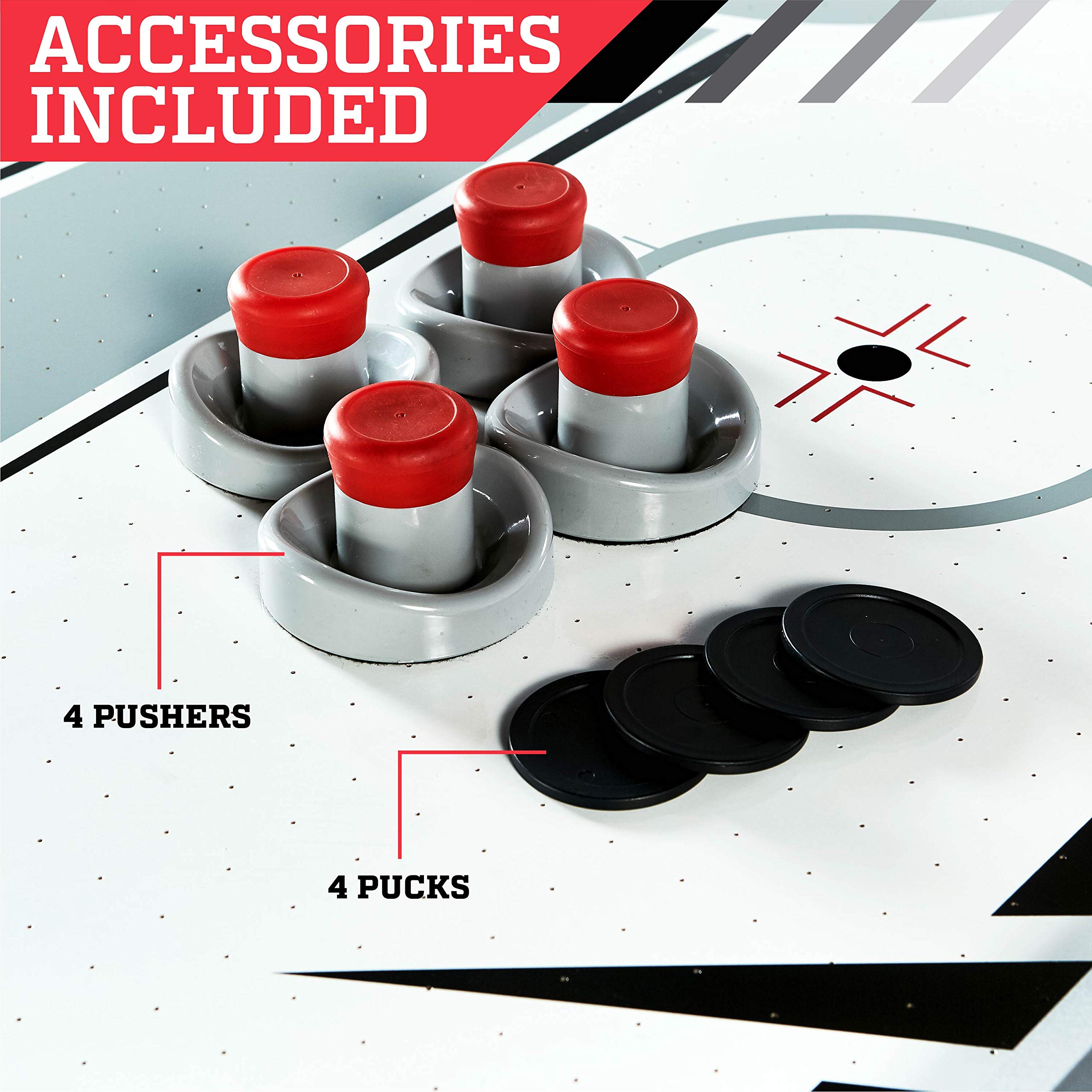 ESPN Sports Air Hockey Game Table: 84 Inch Indoor Arcade Gaming Set with Electronic Overhead Score System, Sound Effects, Multi (AWH084_188E)