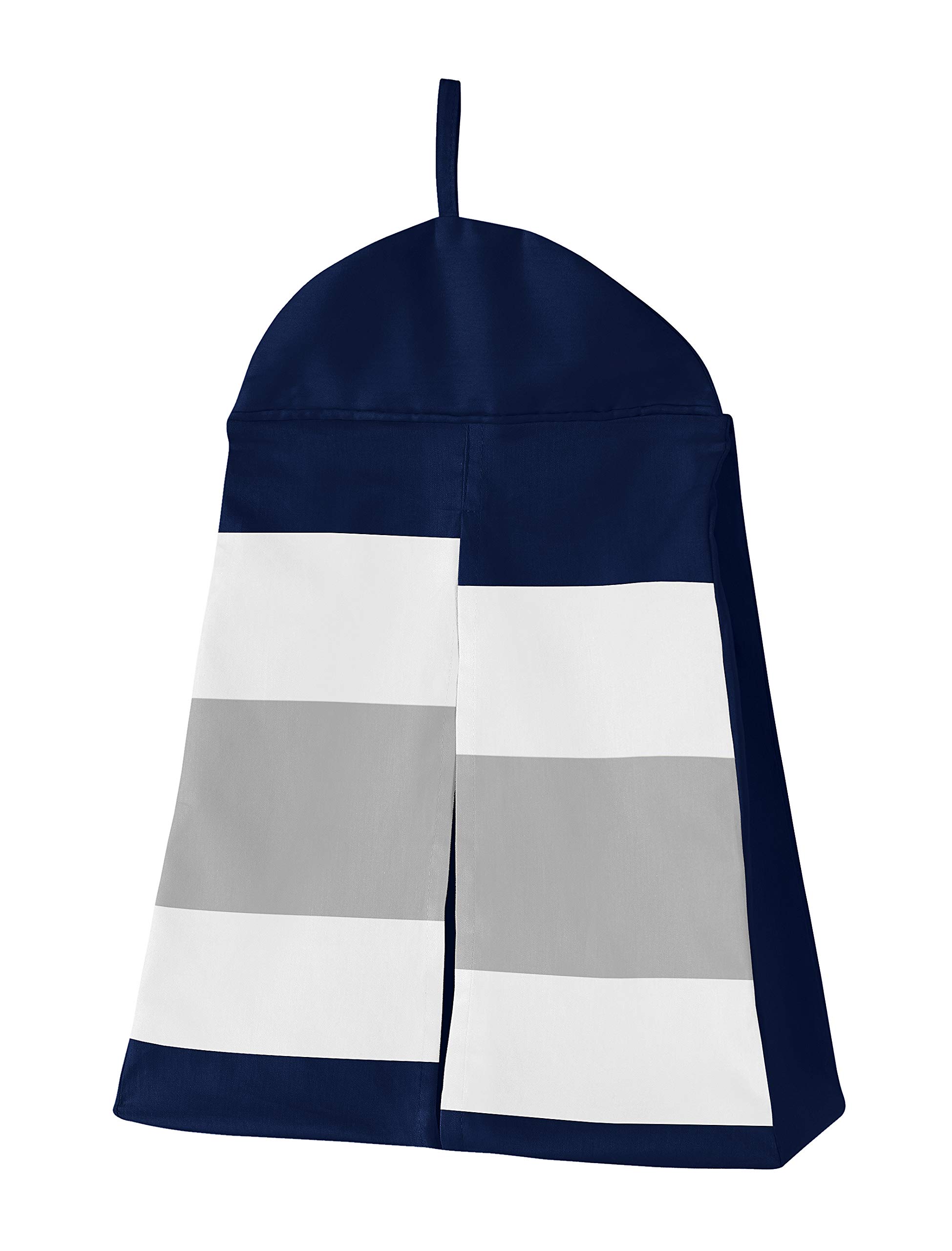 Sweet Jojo Designs Navy and Grey Stripe Baby Boy Girl Nursery Crib Bedding Set - 4 pieces - Blue, Gray and White Gender Neutral