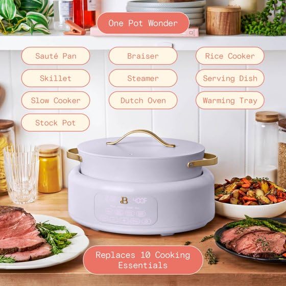 Beautiful 10 - in -1 Electric Multi-Cooker, (Lavender) by Drew Barrymore