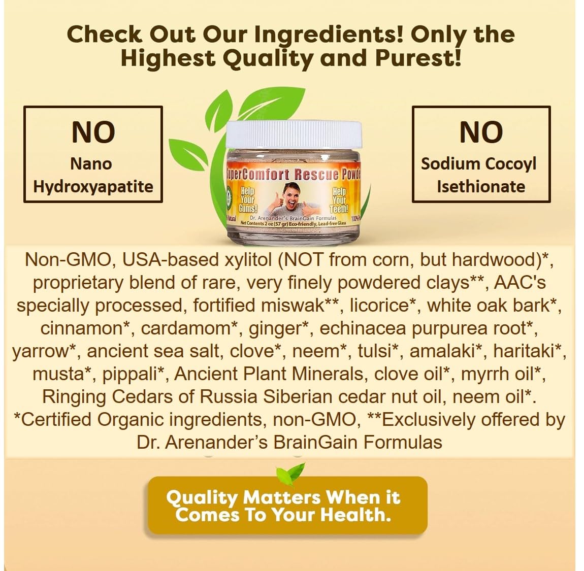 Gum Disease Help! Organic Tooth Powder - Rescue Powder - Helps Gum Recession, Plaque Remove, Prevent Gingivitis, Bleeding Gums & Gum Sensitivity, Helps Inflammation, Anti-Cavity, Receding Gums