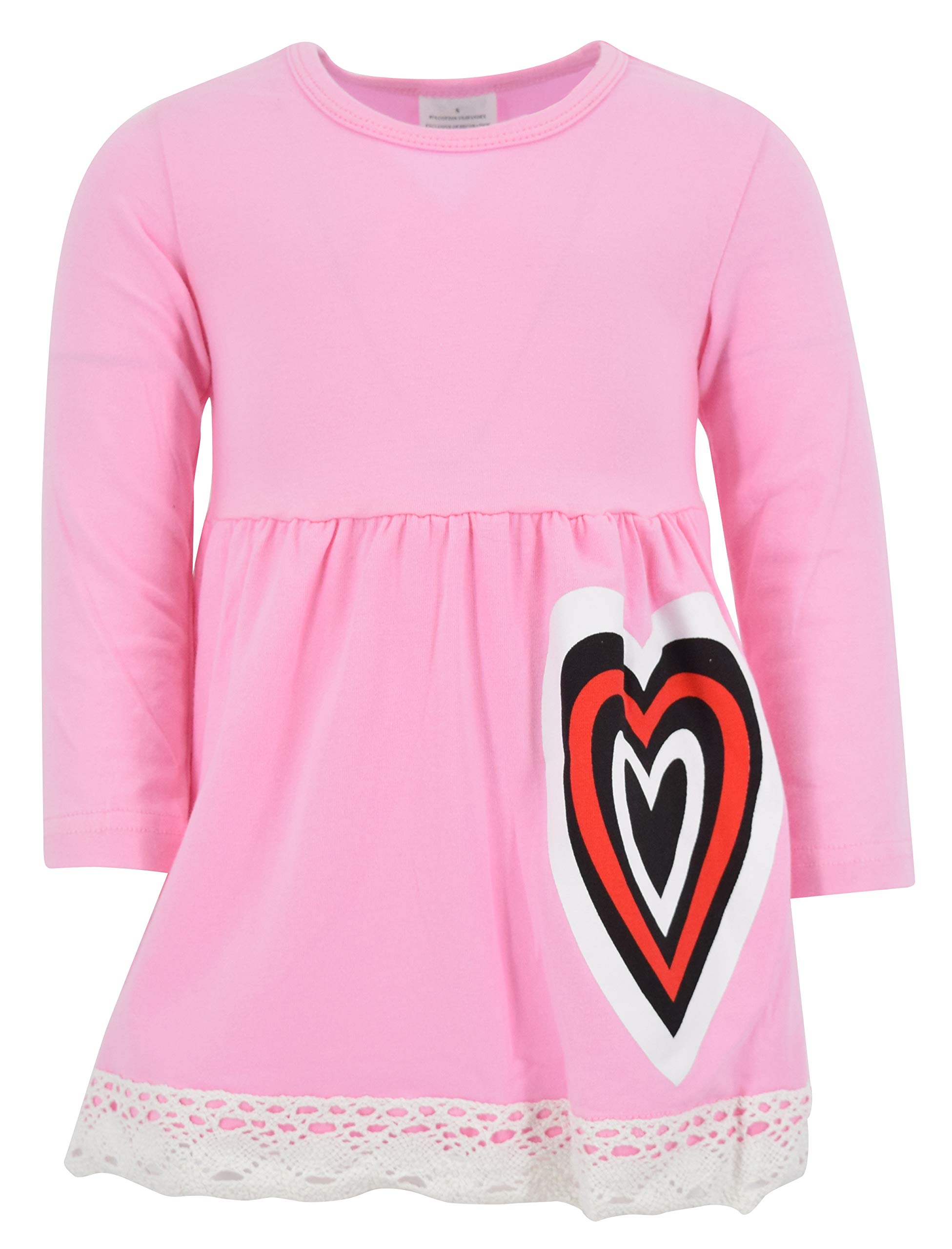 Unique Baby Girls Valentines Day Outfit Layered Heart Toddler Lace Trim Legging Set (7 Years, Pink)