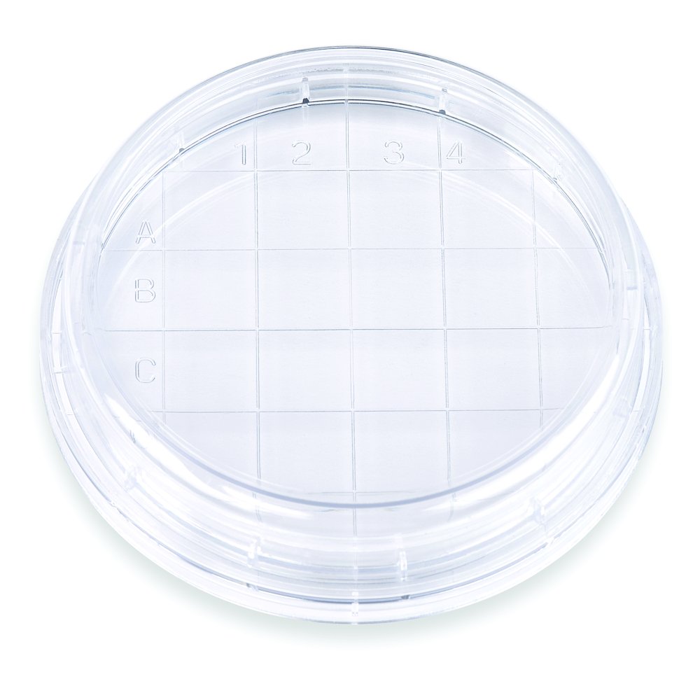 Petri Dish with Counting Grid, Polystyrene, 60x15mm, 3 Vents, E.O. Sterile, Karter Scientific 236W2 (Pack of 10)