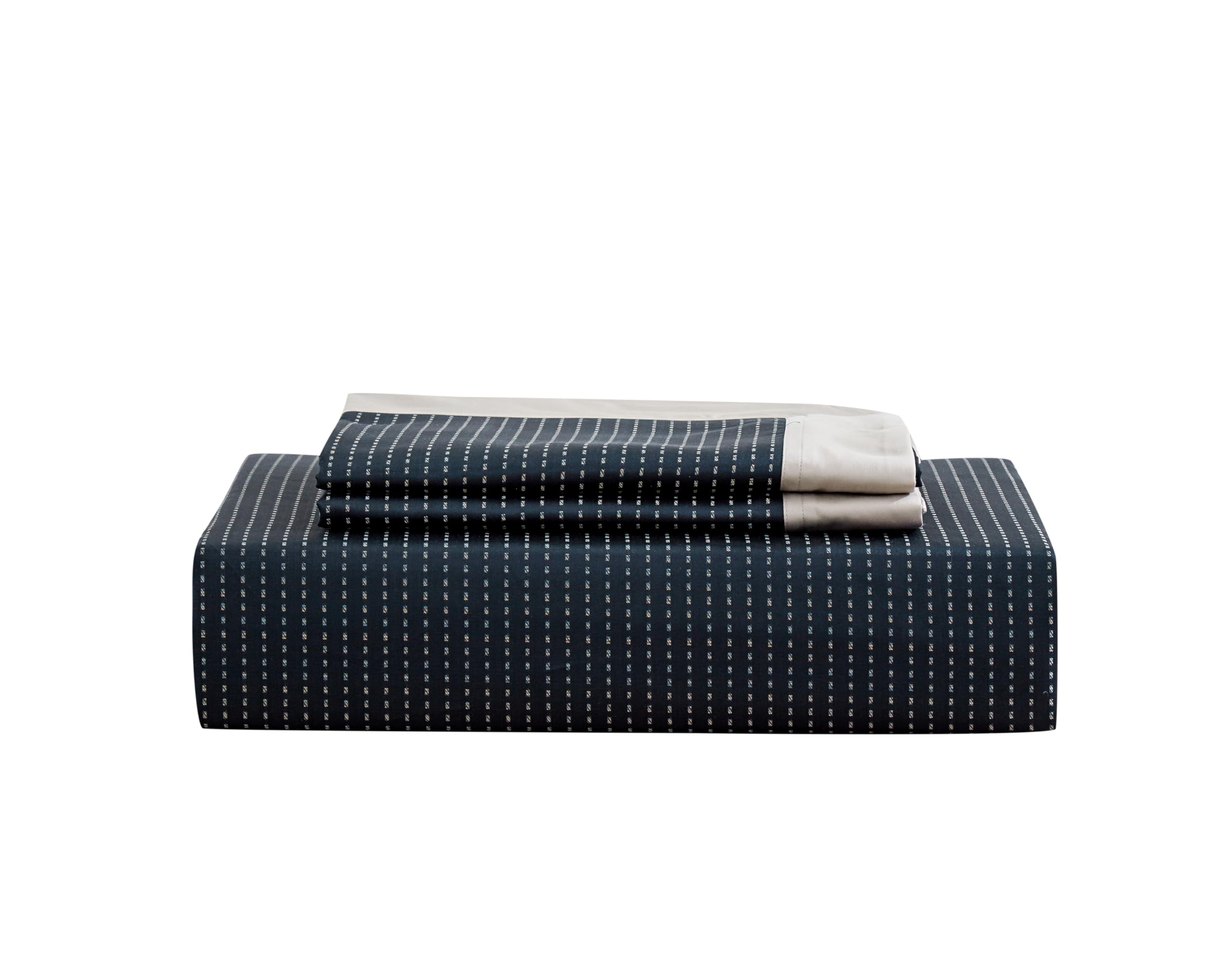 CASA BOLAJ DESIGNED TO DREAM Casabolaj Duvet Cover Set 3PCS Cotton Yarn Dyed Jacquard Navy Stripe (Queen, Duvet Cover Set)