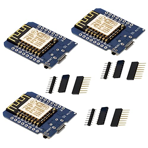 JacobsParts 3-Pack D1 Mini NodeMCU LUA MicroPython WiFi ESP8266 ESP-12 WeMos Microcontroller