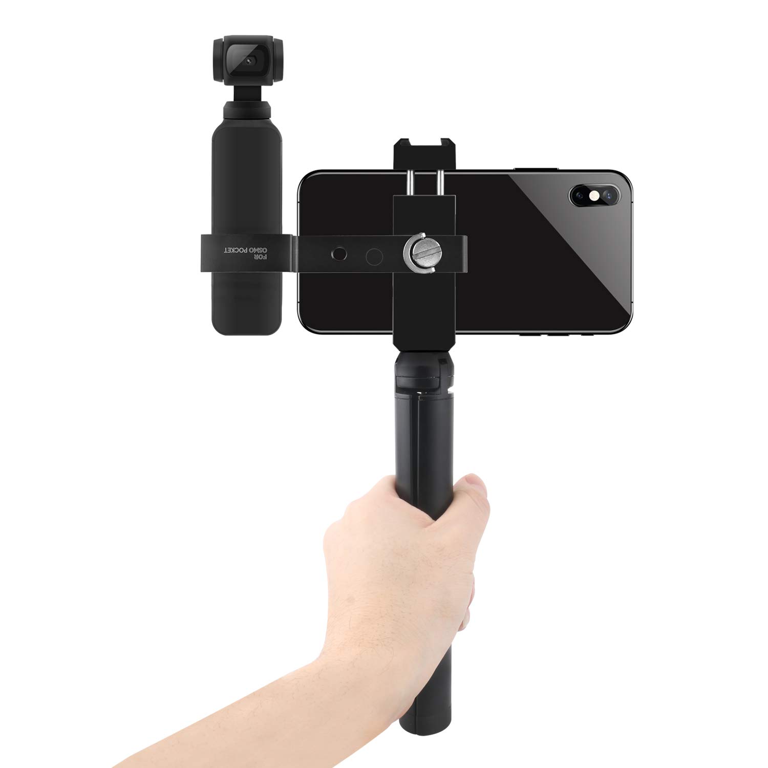 Alcoon Aluminum Handheld Phone Holder Tripod Mount Stand Compatible for DJI Osmo Pocket Accessories with Cold Shoe Interface and 1/4 Inch Thread