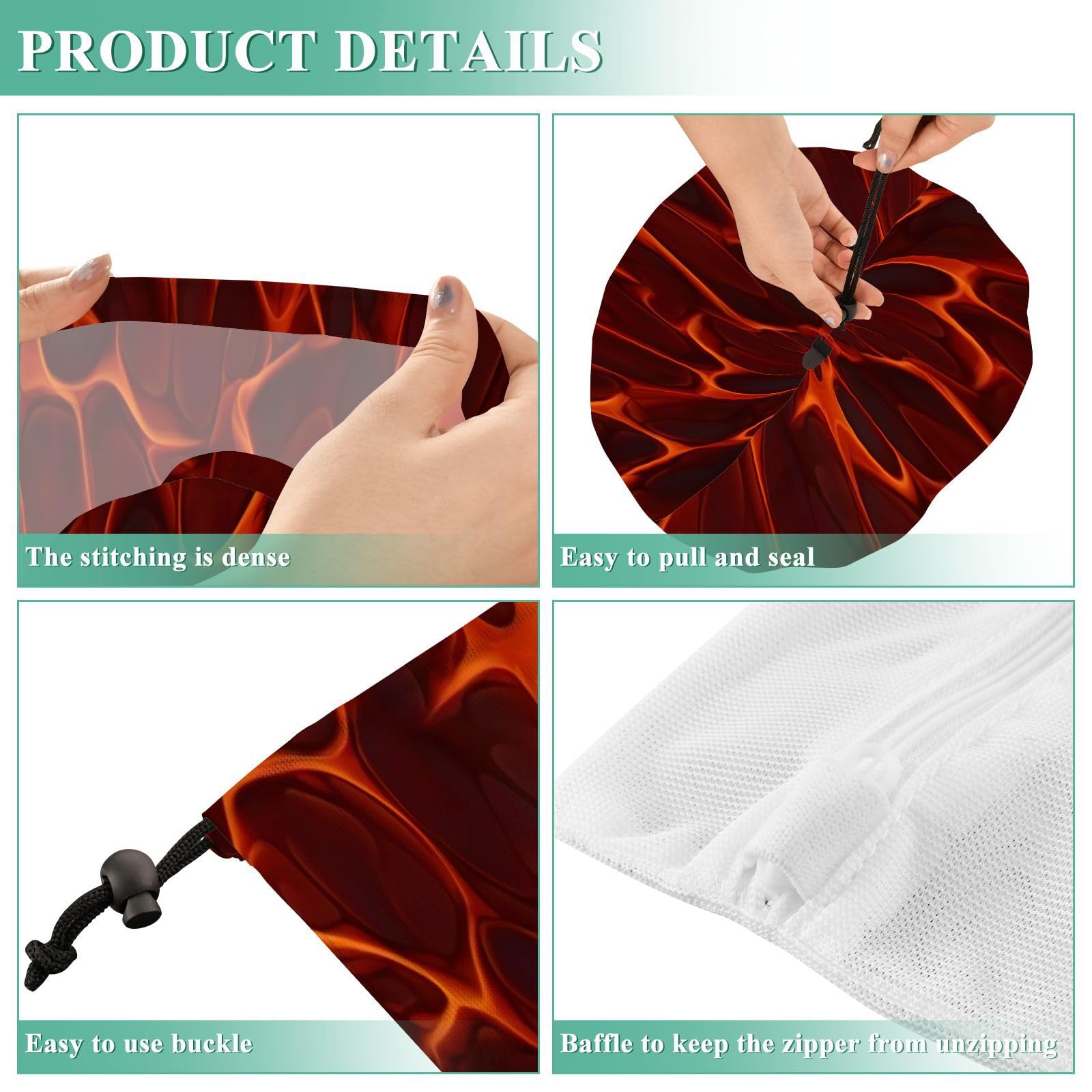 Blueangle Fire Animated Laundry Bag, Travel Laundry Bags for Dirty Clothes,Large Laundry Bags for Traveling Camp(31)