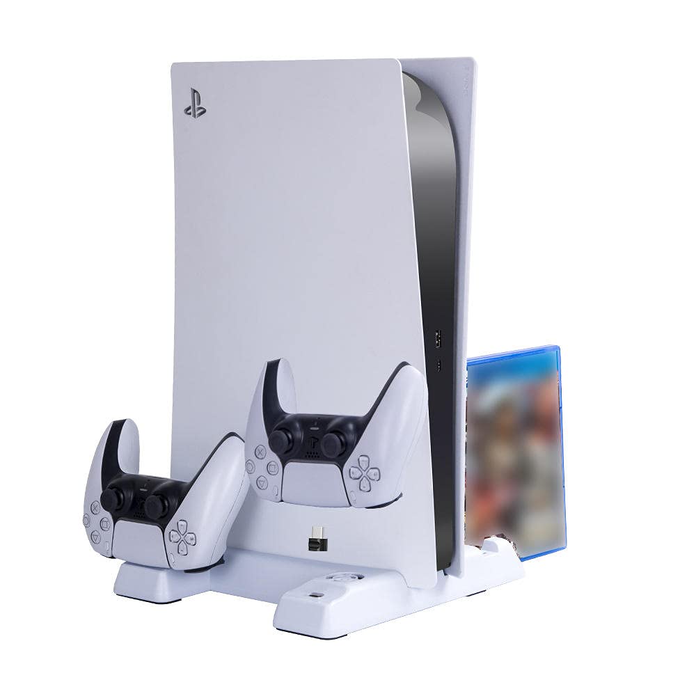 Game Console Cooling Base Handle Holder Charging Stand Multifunctional Charging Cooling Fan Storage Bracket Summer Father'S Day Gift-white