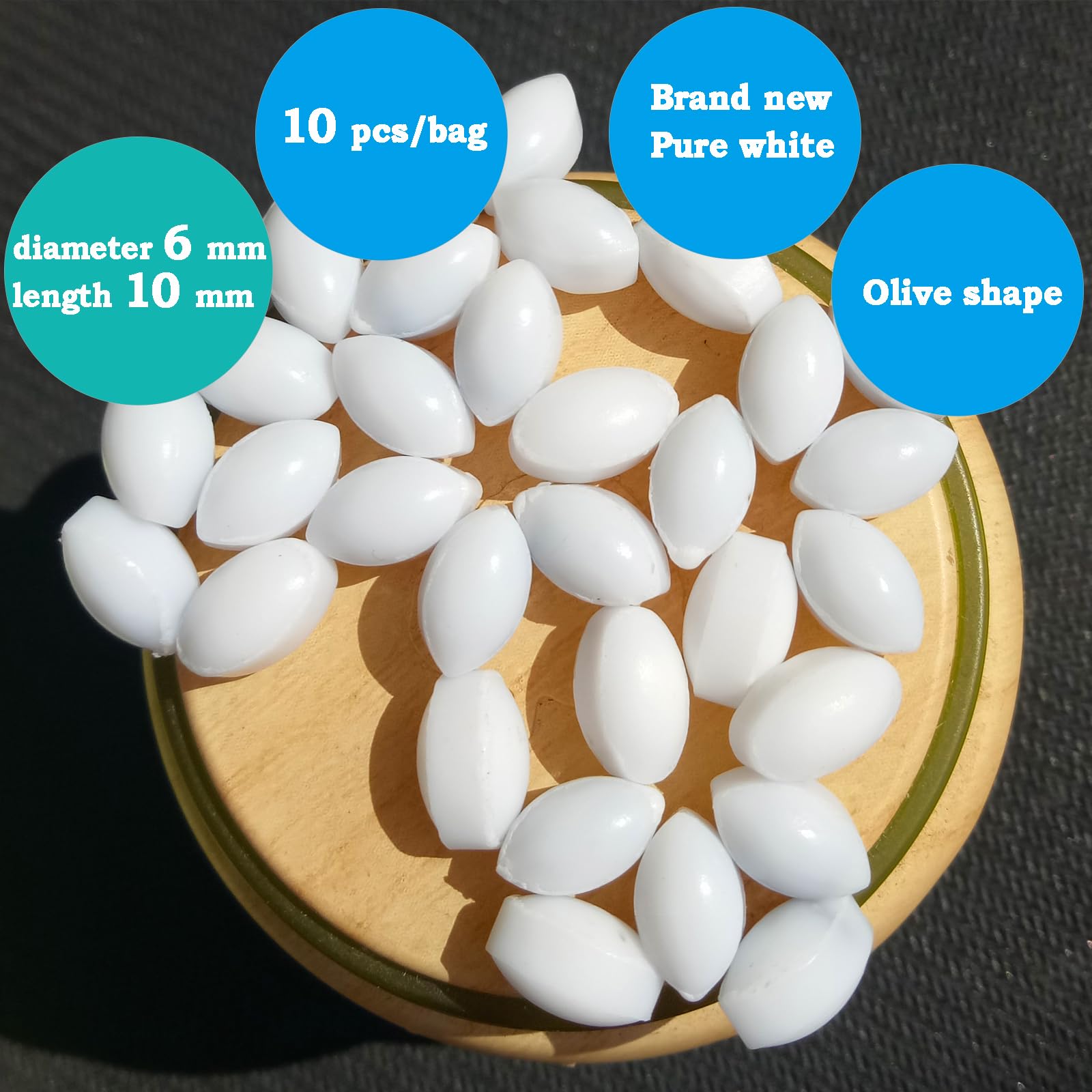 Magnetic Stirrer Stir Bar PTFE Magnetic Mixer Stir Bars (6x10mm, Olive Shape, 10pcs)