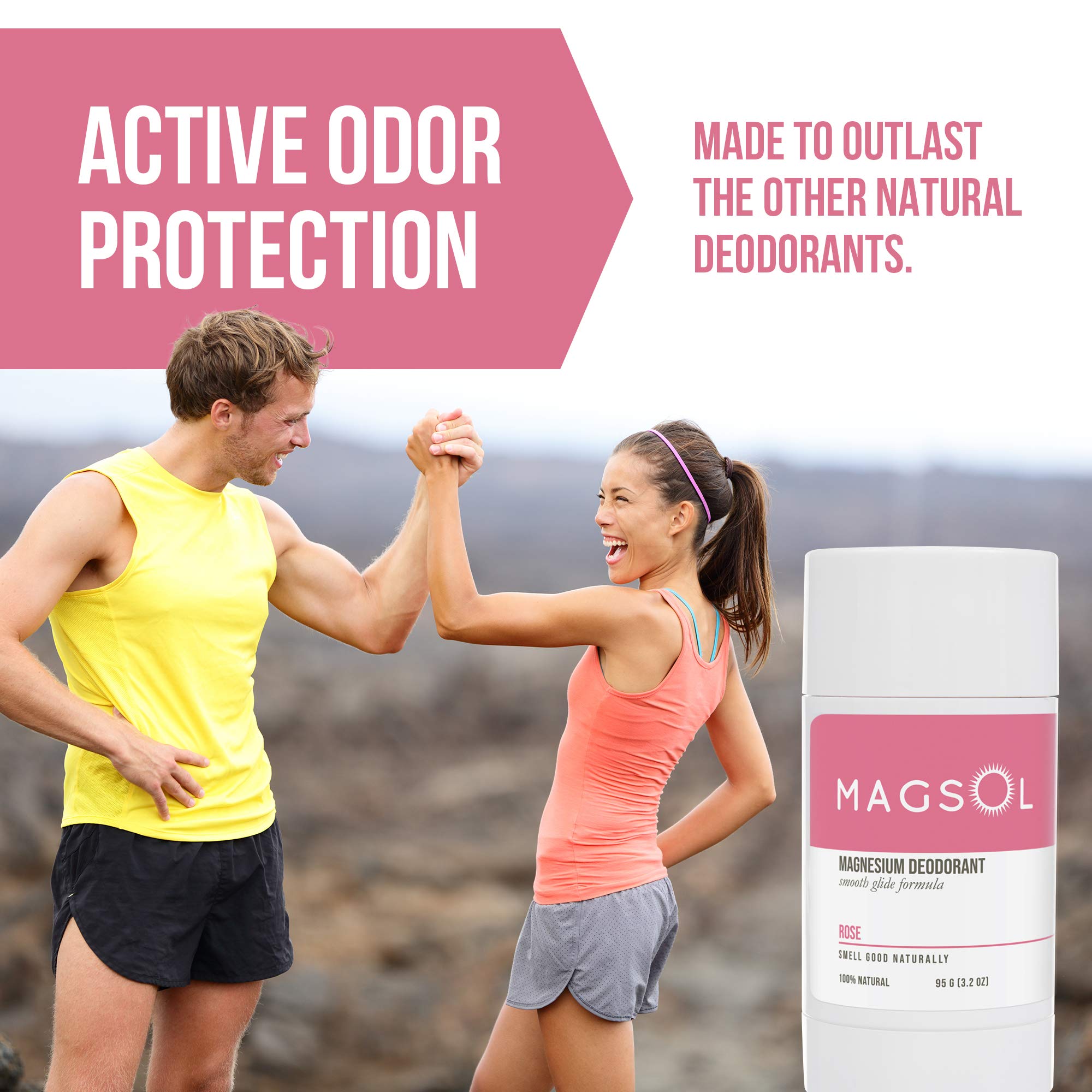 MAGSOL Organics Natural Deodorant for Women - Aluminum Free Deodorant for Women, Rose, 3.2 oz