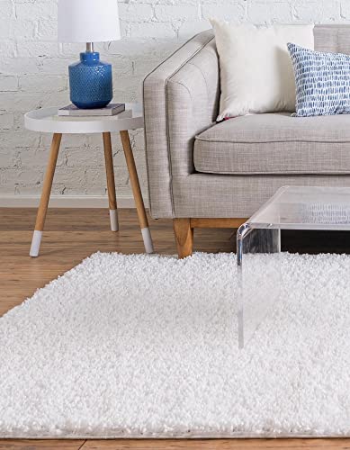 Rugs.com Zermatt Shag Collection Rug β 2' 2 x 3' White Shag Rug Perfect for Entryways, Kitchens, Breakfast Nooks, Accent Pieces