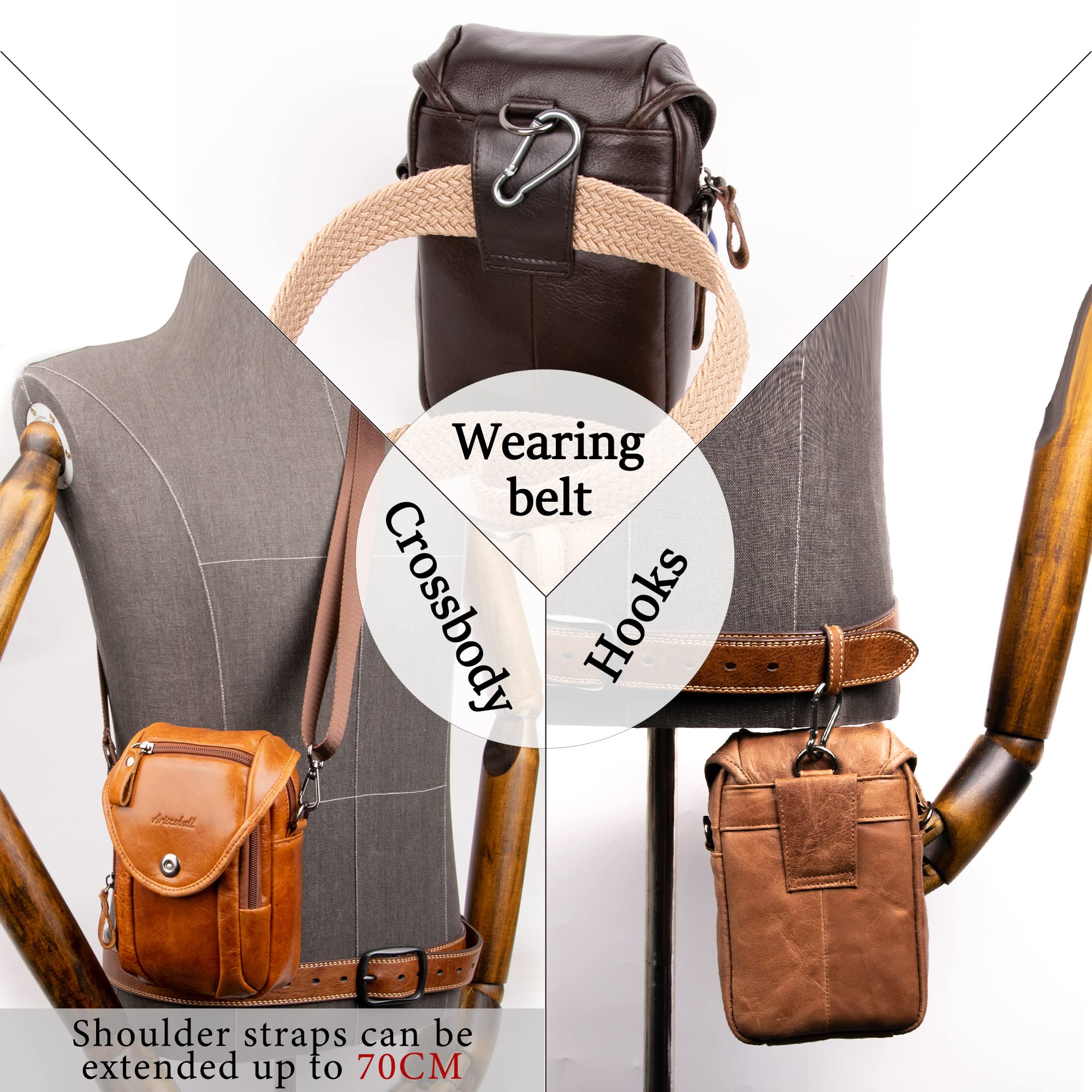 Ariscobull leather flap crossbody bag retro street size crossbody shoulder bag (Coffee)